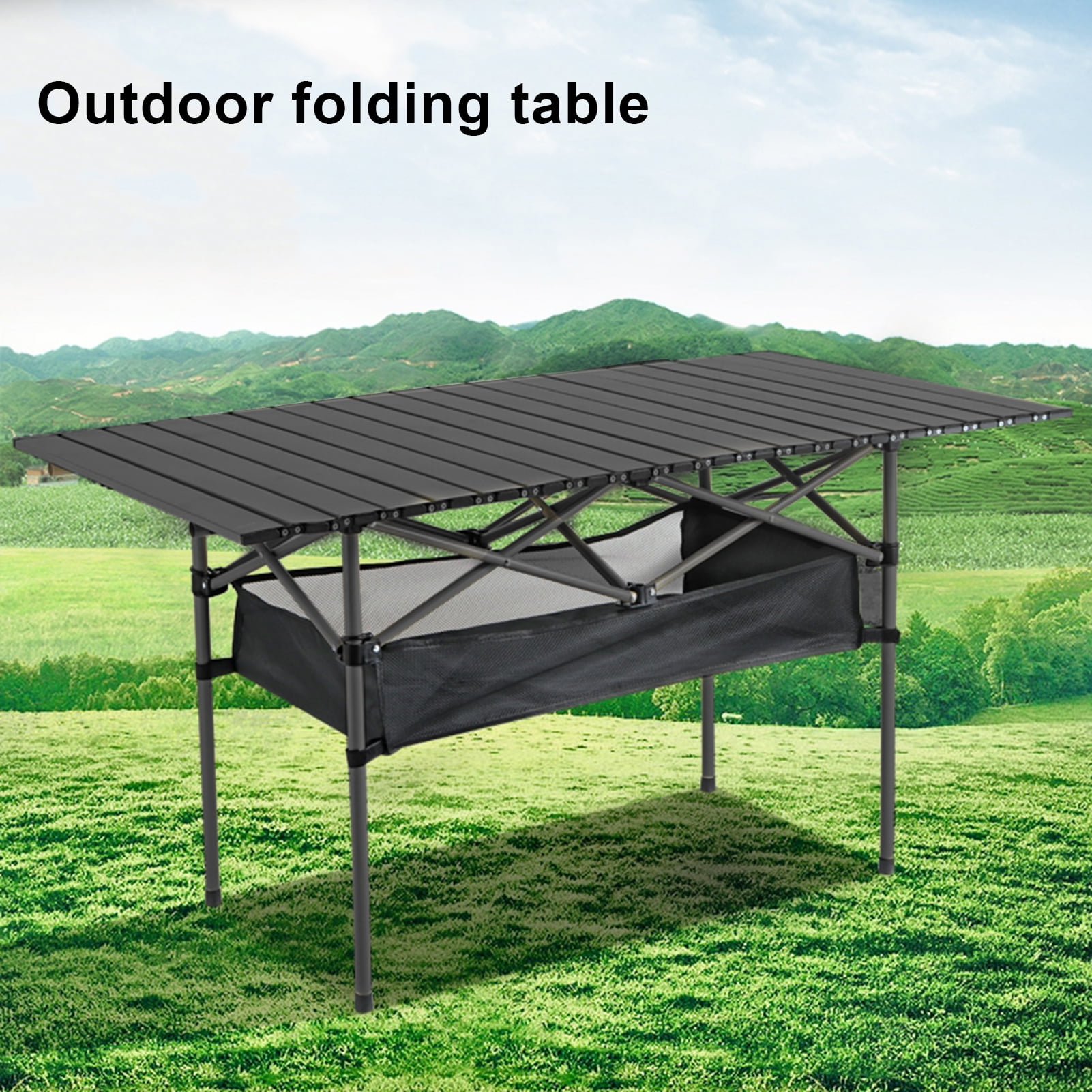 Aqyh 47" Folding Camping Table Portable Aluminum Roll up Table with ...
