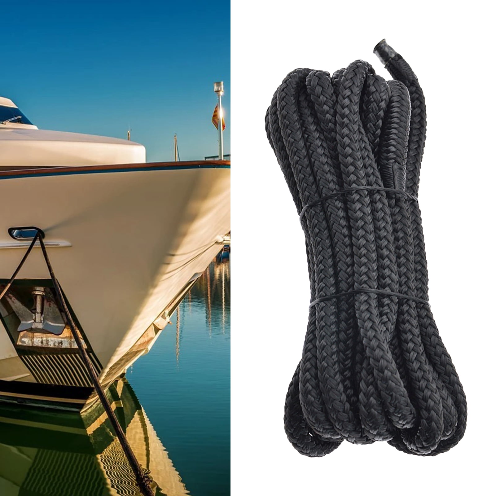Aqyh Dockline - Double Braid Mooring Boat Rope with Protective Sleeve ...
