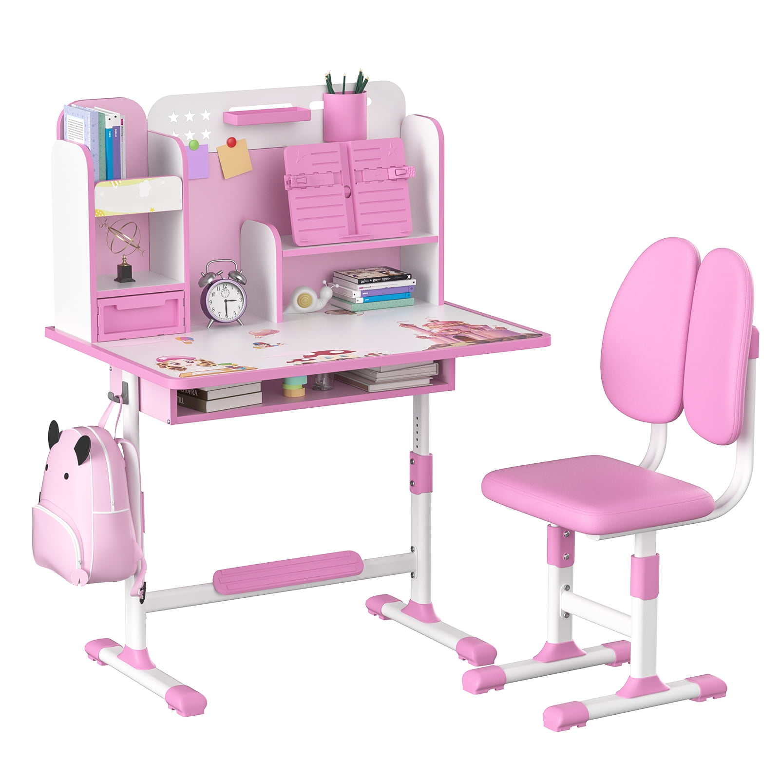 Aqyh Kids Desk and Chair Set, Height Adjustable Children School Study ...