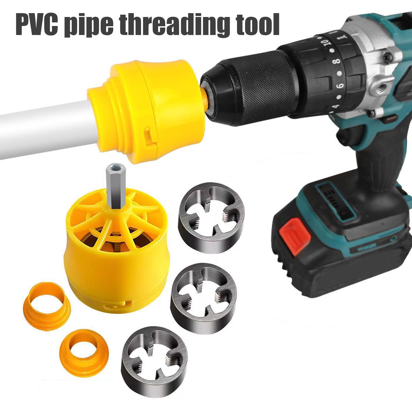 Aqyh PVC Thread Maker Tool - Electric Drill Water Pipe Threading Device ...
