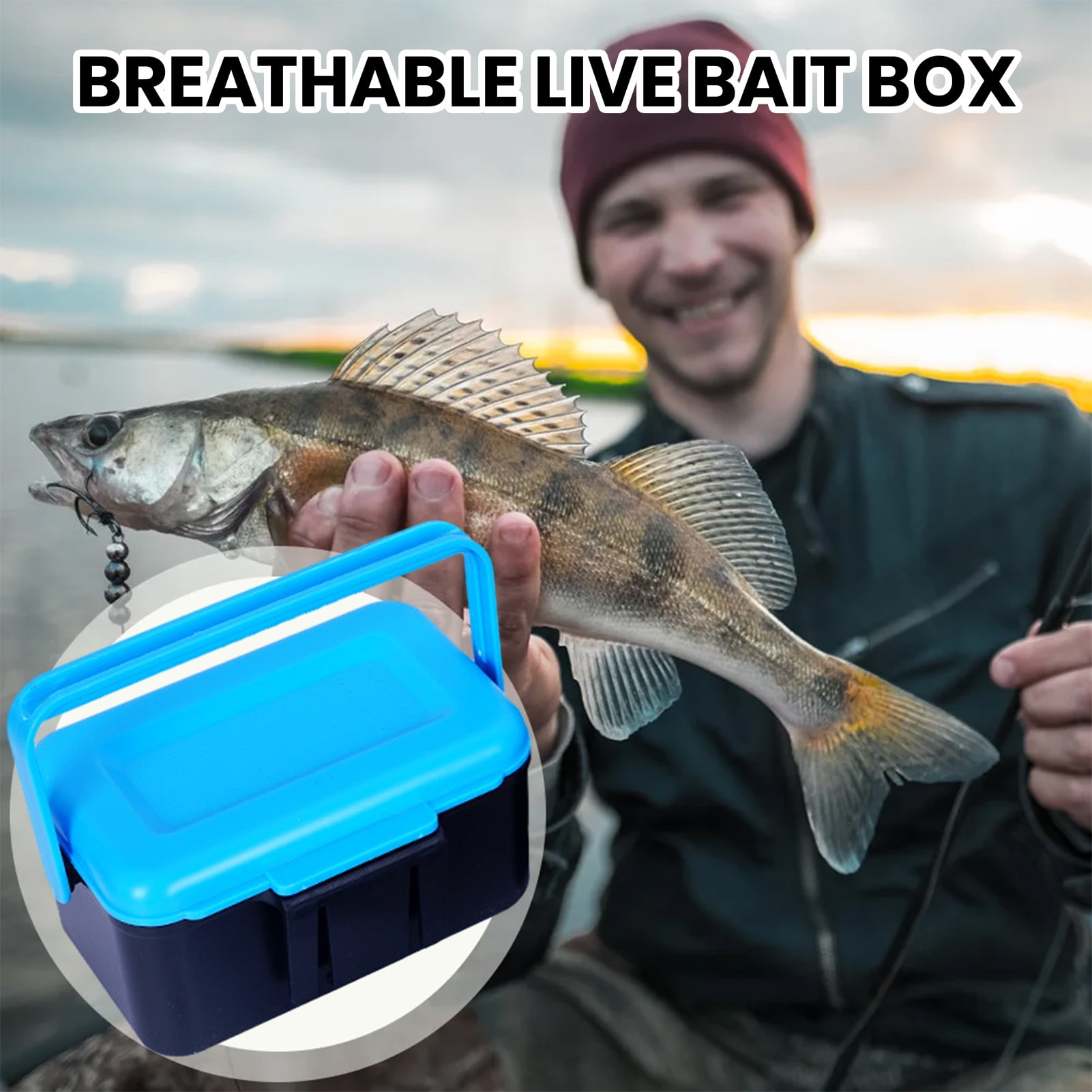 Aqyh Portable Fishing Bait Box - Handle, Double-Layer, Lure Bait Case ...