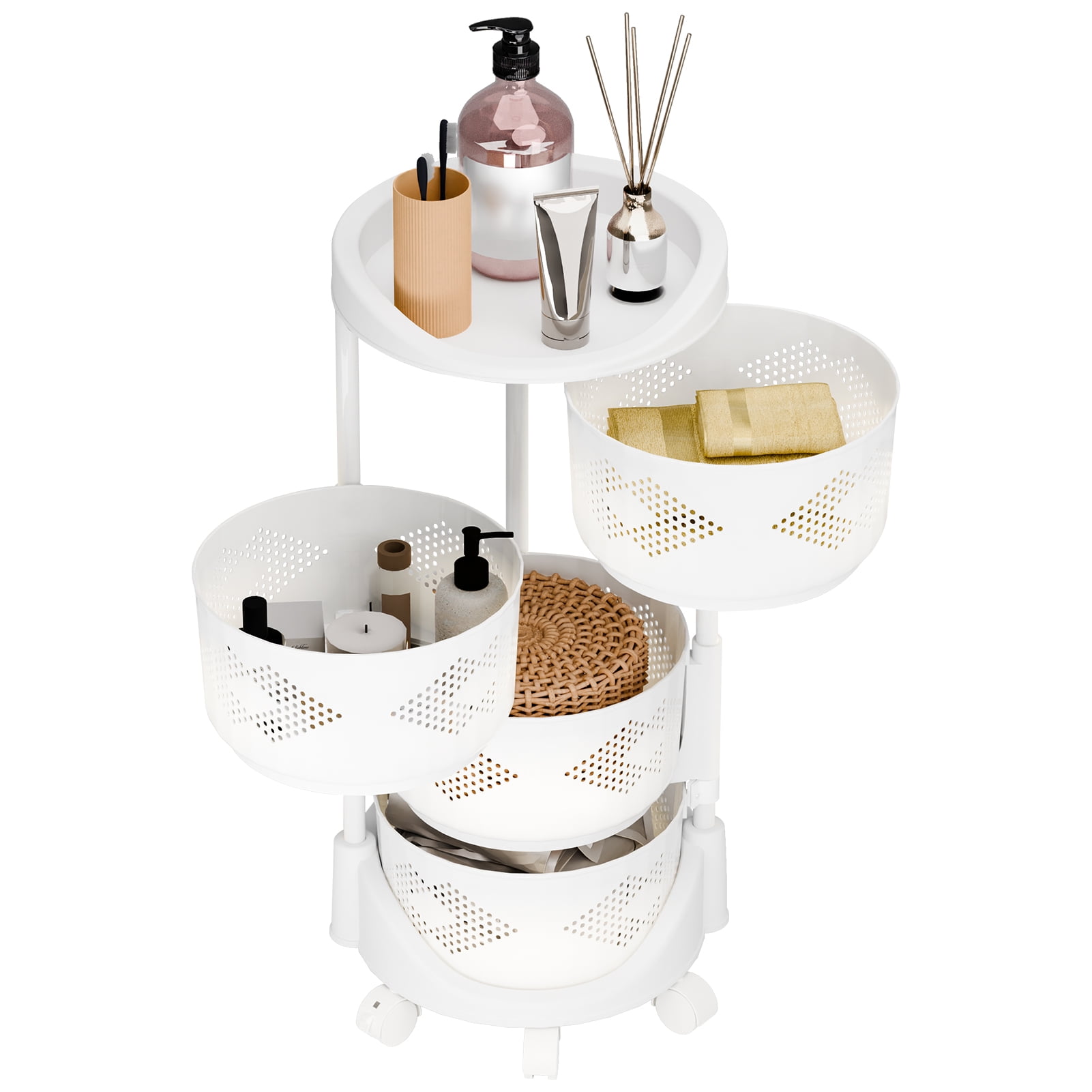Aqyh Rolling Cart with Wheels, 4-Tier Fruit Vegetable Basket Kitchen ...