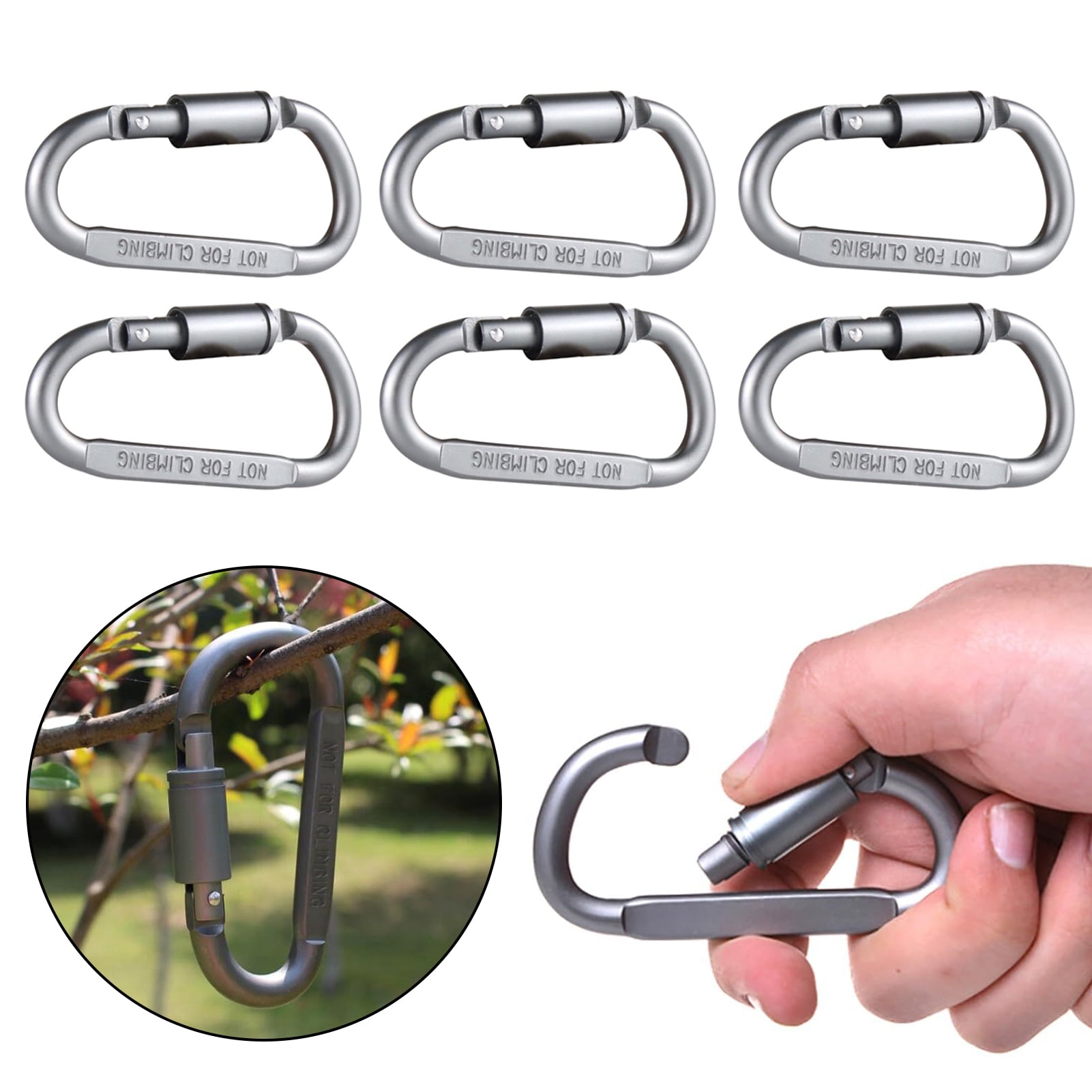 Aqyh Rustproof Corrosion Resistant Mini Carabiner Clips - 6Pcs Locking ...