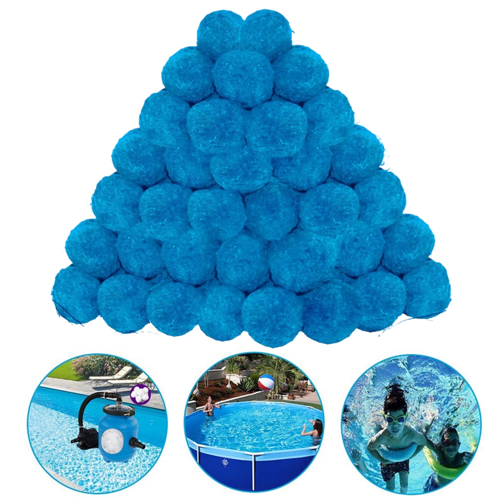 Aqyh Swimming Pool Filter Balls - Reusable Machine Washable Blue Fiber ...