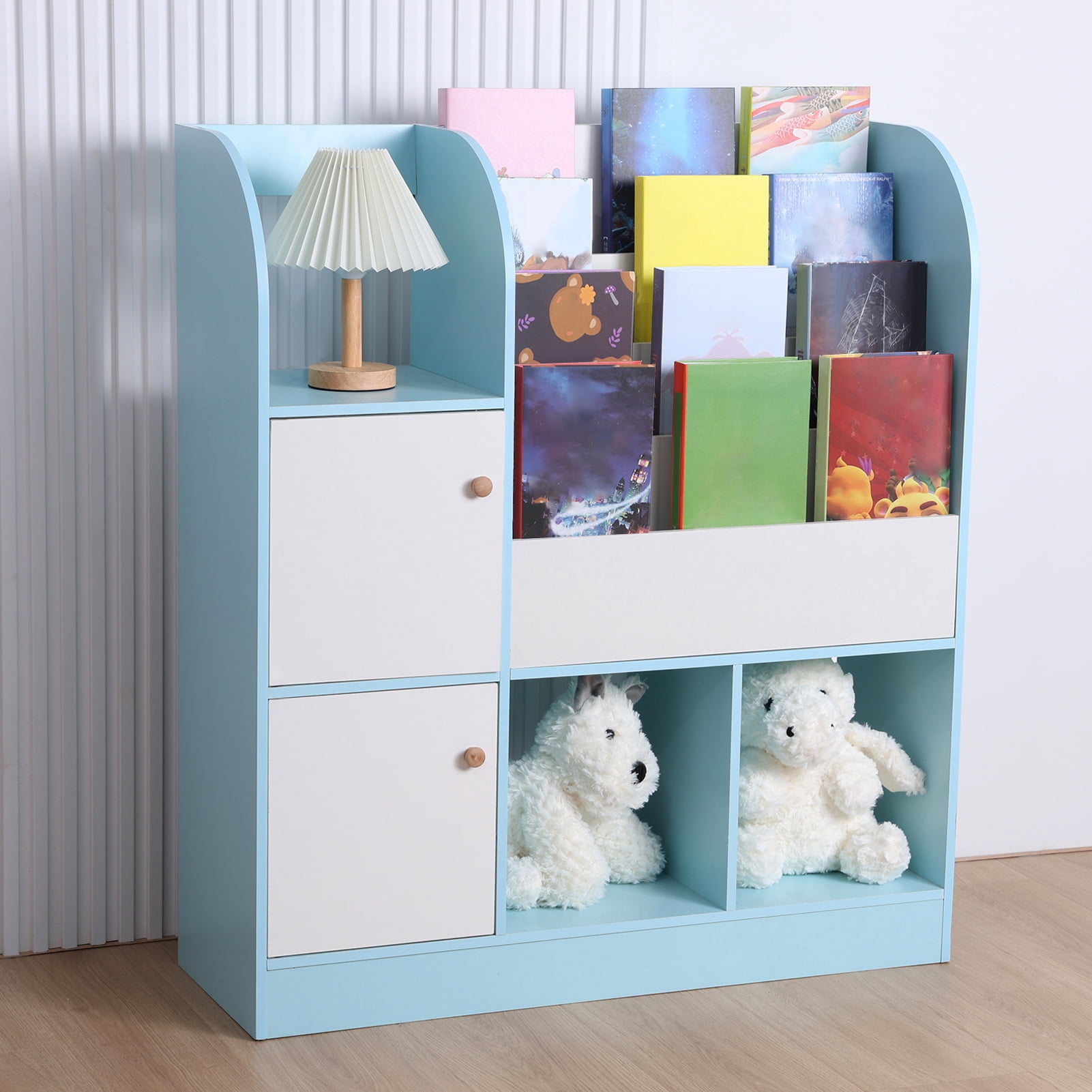 Aqzb 3-Tier Kids Bookshelf, Multifunctional Bookcase with 4-Tier Book ...