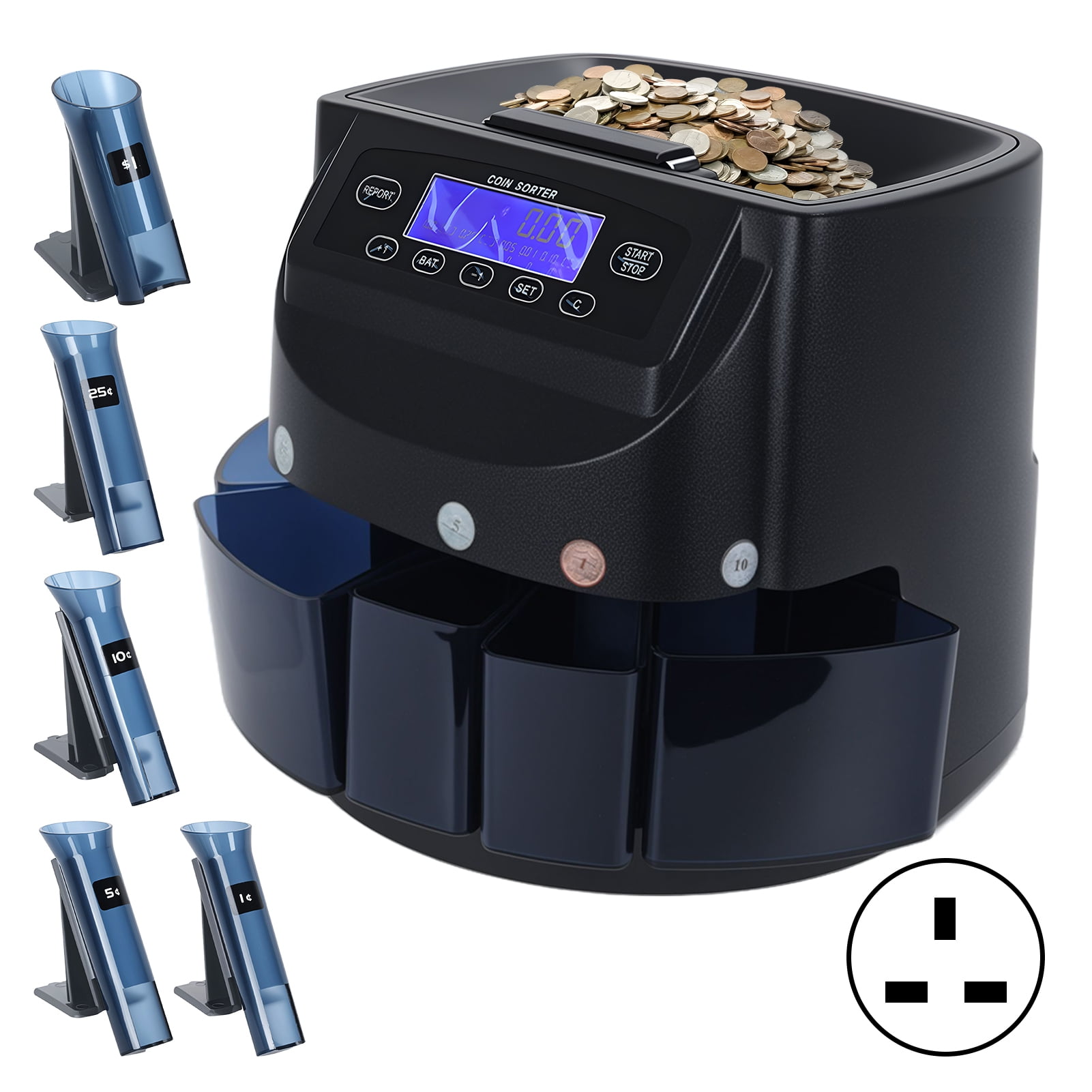 Aqzb Coin Counter Machine with LCD Screen, 500 Coins Capacity Electric ...