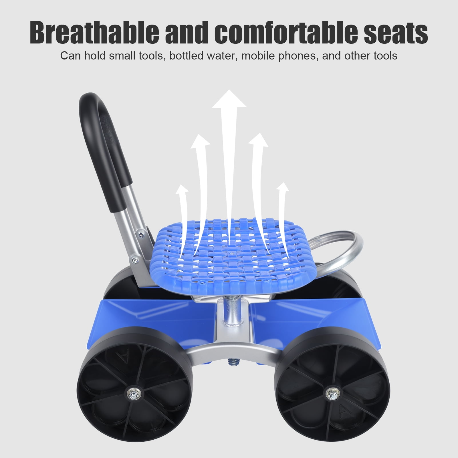 Aqzb Rolling Garden Stool – Portable Seat, Utility Garden Stool with ...