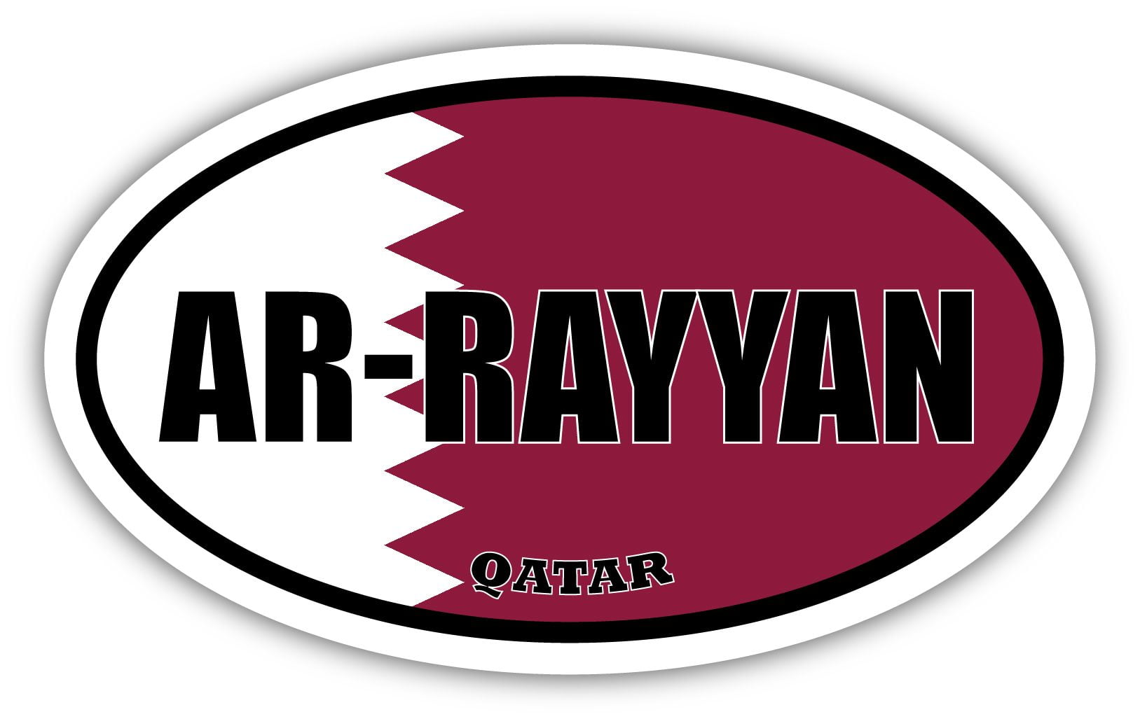 Ar-Rayyan Qatar Flag Oval Decal Vinyl Bumper Sticker 3x5 inches ...