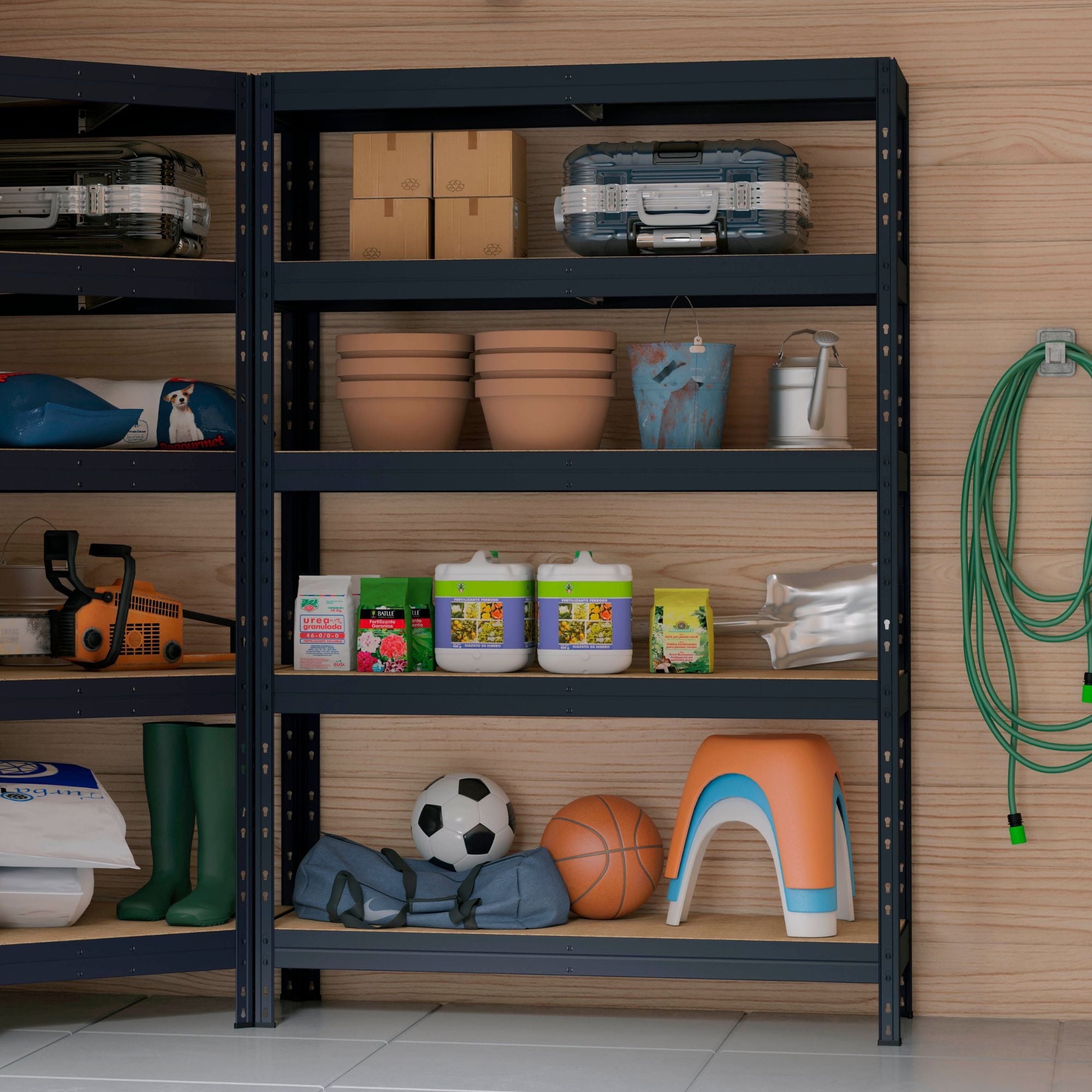 Ar Shelving 5-Tier Metal Shelf, 71"x35"x16", 1,500 lb Capacity, Dark ...