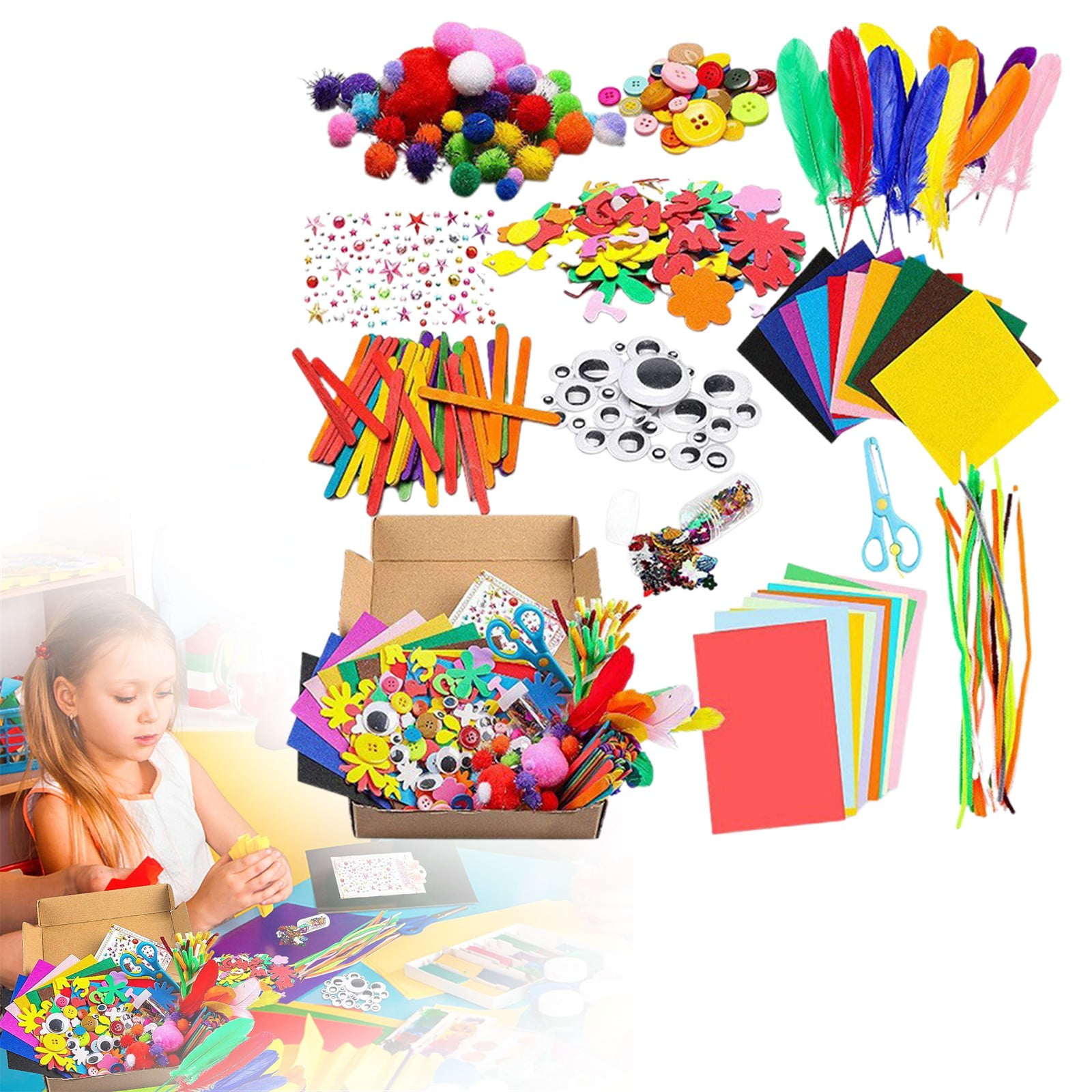 ArWgKavx Clearance Arts and Crafts Supplies for Kids, Craft Art Supply Kit for Kids Craft ...