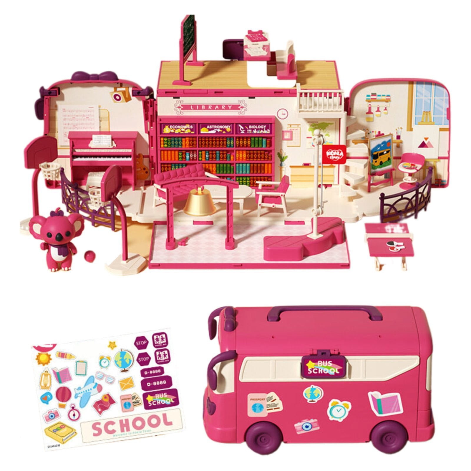 ArWgKavx Dollhouse Playset, DIY Pretend Portable Caravan Camper Bus Toy ...