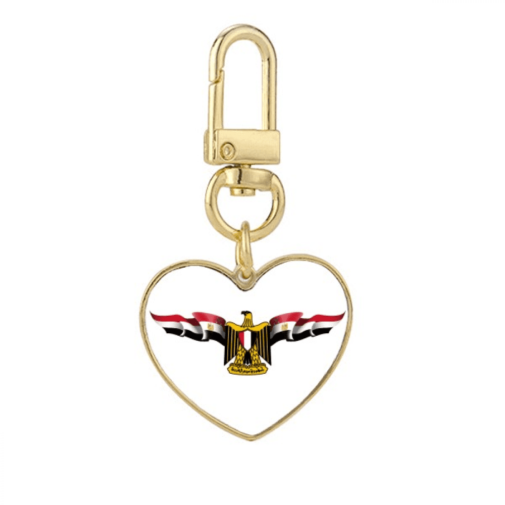 Arab Egypt Flag National Emblem Gold Heart Keychain Metal Keyring ...