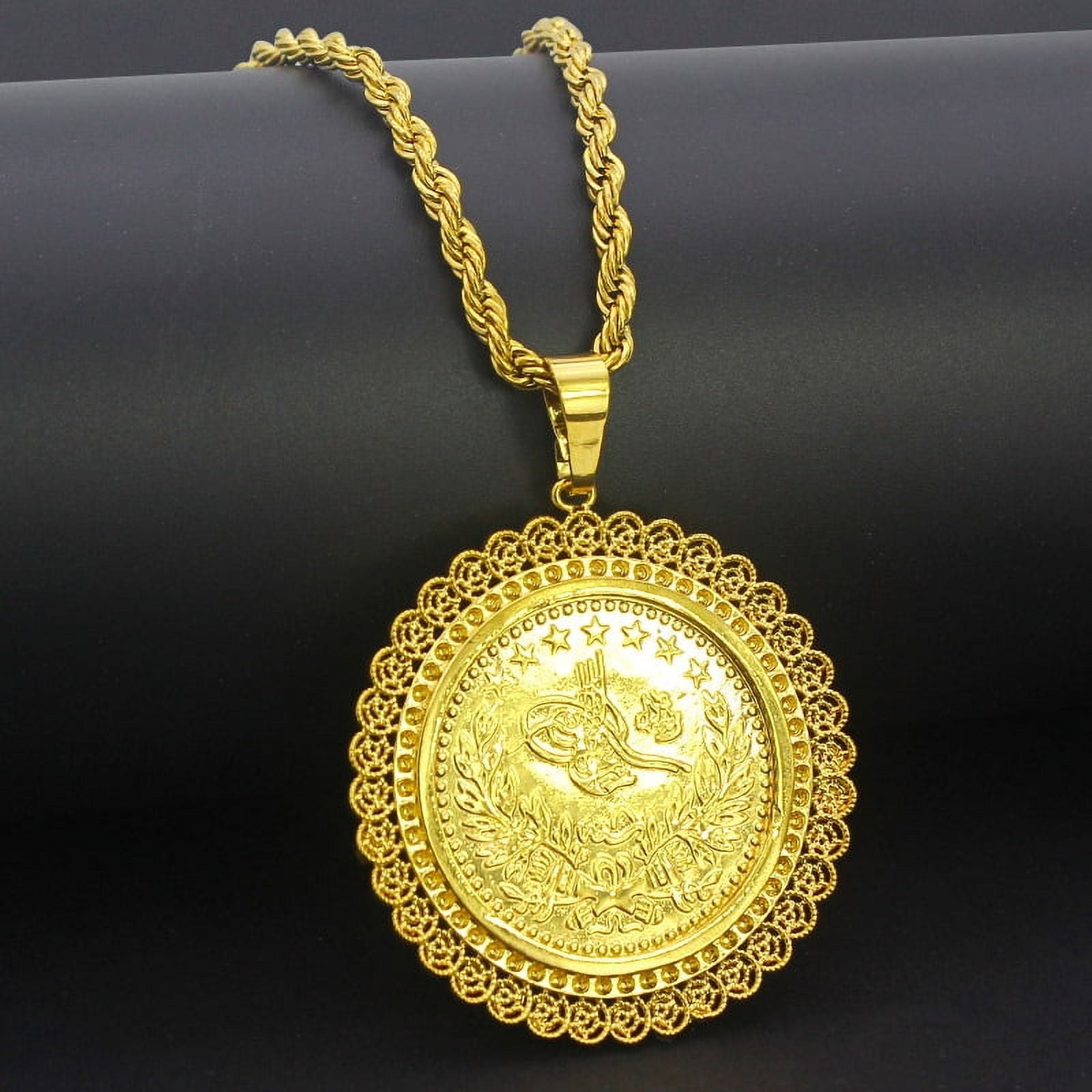 Arab Muslim Women's 14K Yellow Gold Necklace Jewelry Gift Turkish ...