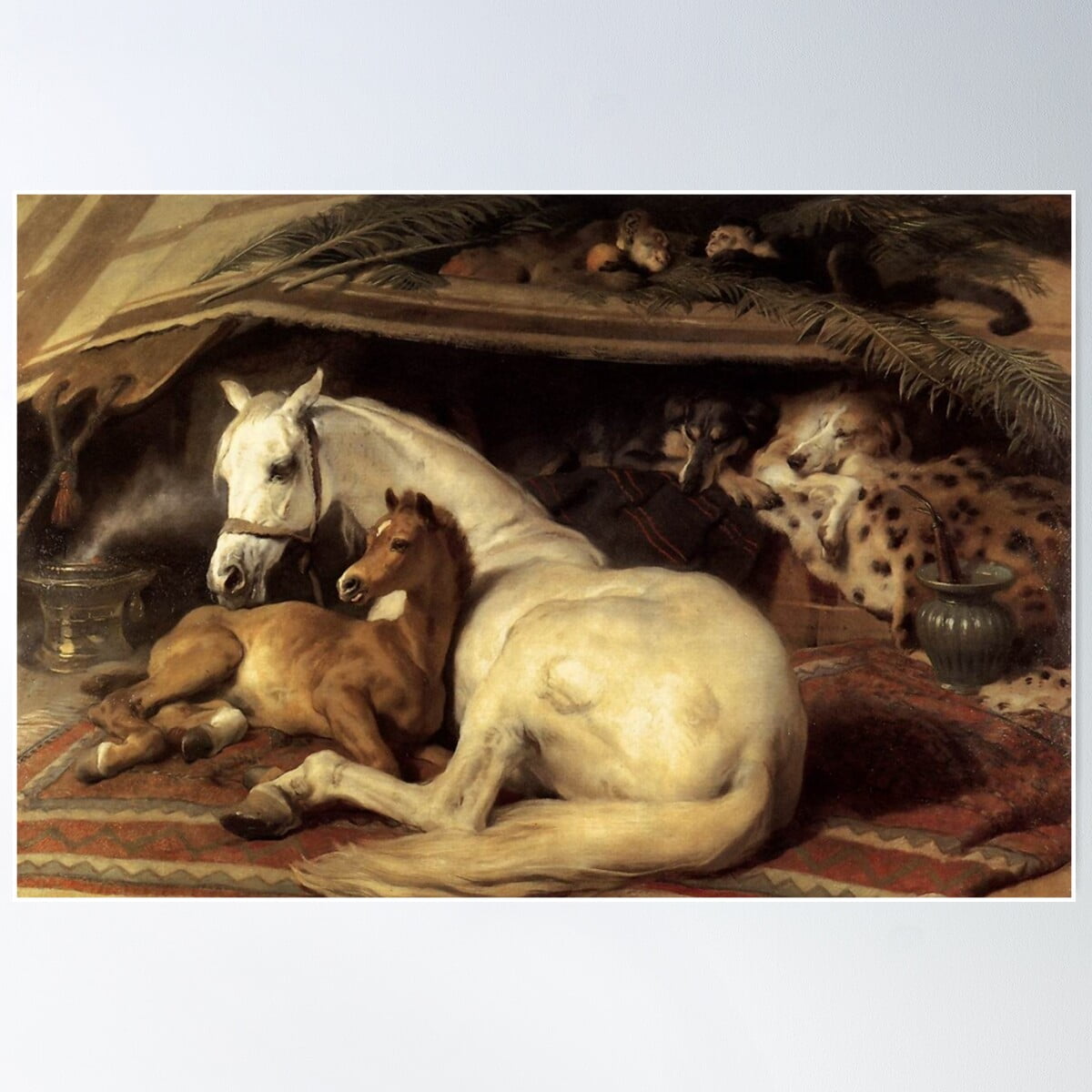Arab Tent With Horses And Other Animals Poster Wall Art, Modern Wall Decor For Living Room ...