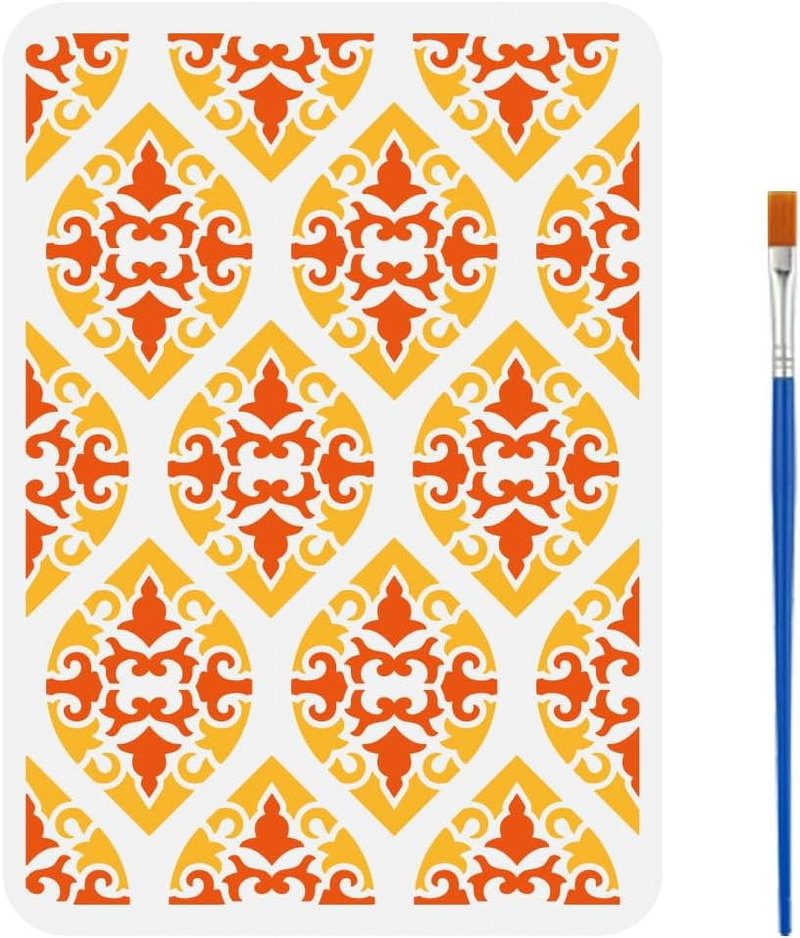 Arabesque Decoration Painting Stencil 8.3x11.7inch Reusable Arabesque Style Template with Brush ...