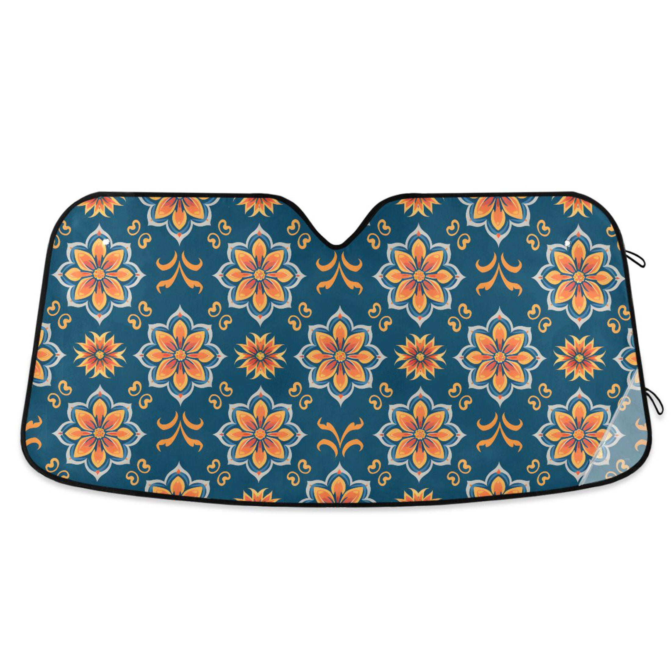Arabesque Floral Flowers Car Windshield Sun Shade Foldable Car Front ...