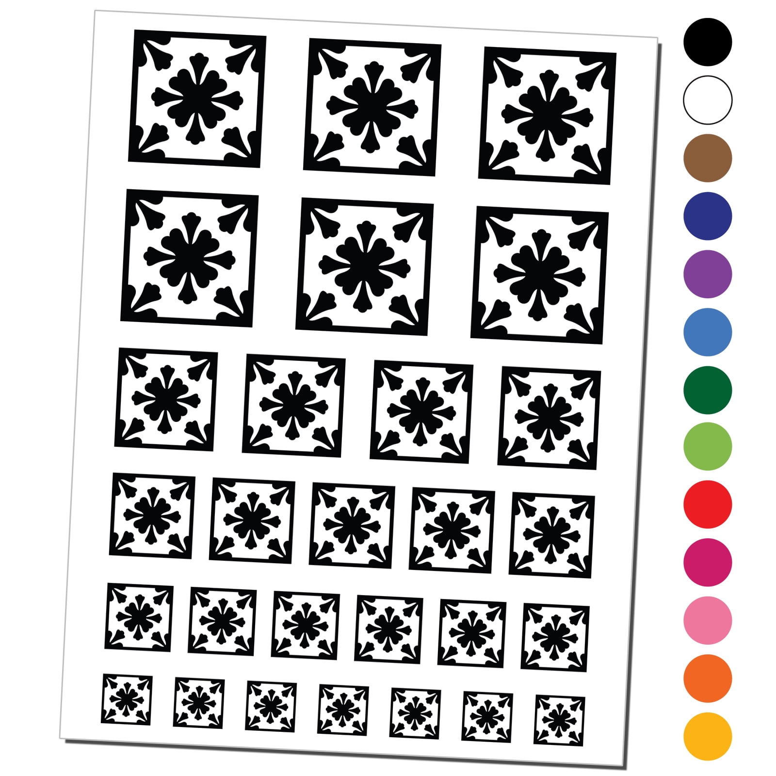 Arabesque Floral Pattern Tile Water Resistant Temporary Tattoo Set Fake ...
