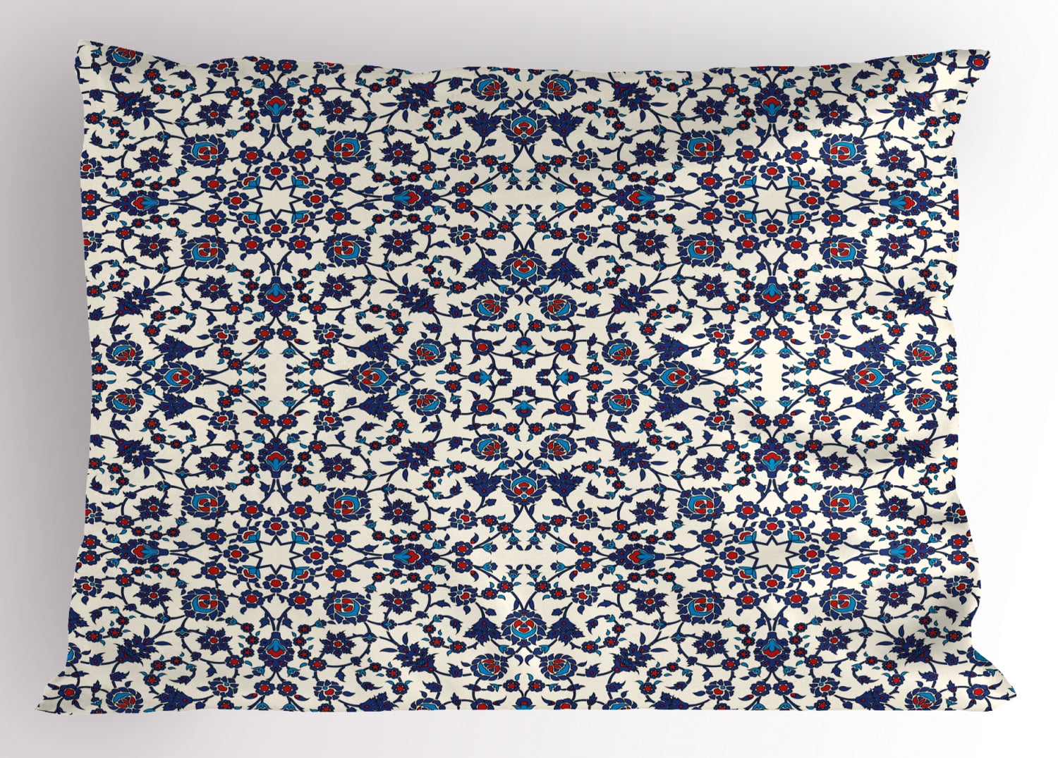 Arabesque Pillow Sham Moroccan Floral Pattern with Victorian Rococo ...