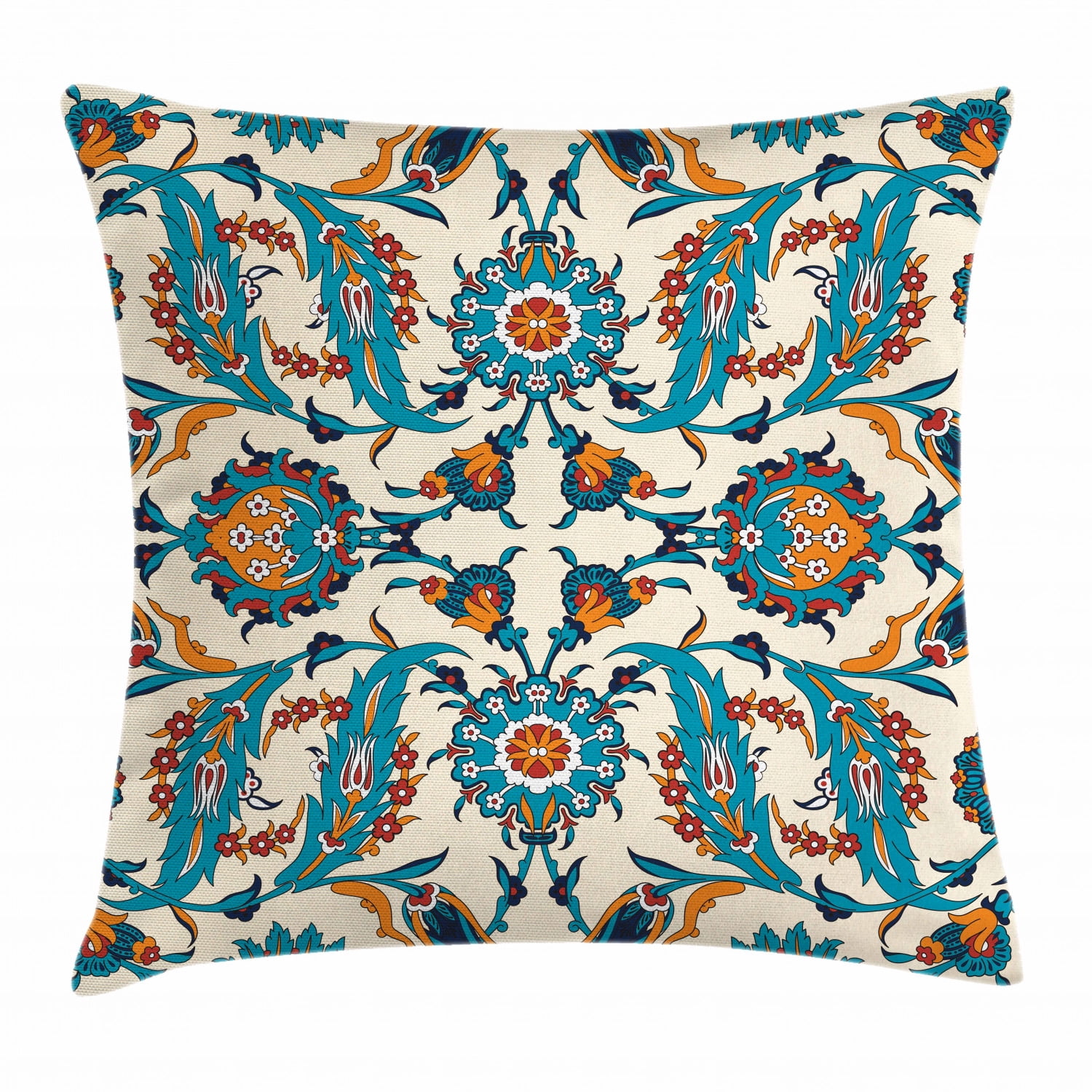 Arabesque Throw Pillow Cushion Cover, Traditional Middle East Floral ...