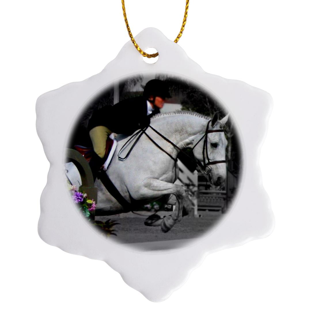 Arabian Horse Jumping Rider, 3 inch Snowflake Porcelain Ornament ...