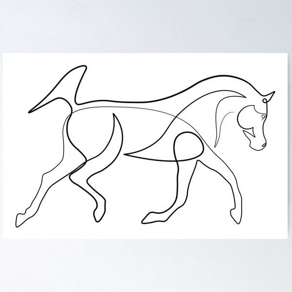 Arabian Horse One Line Art Poster Wall Art, Modern Wall Decor For ...