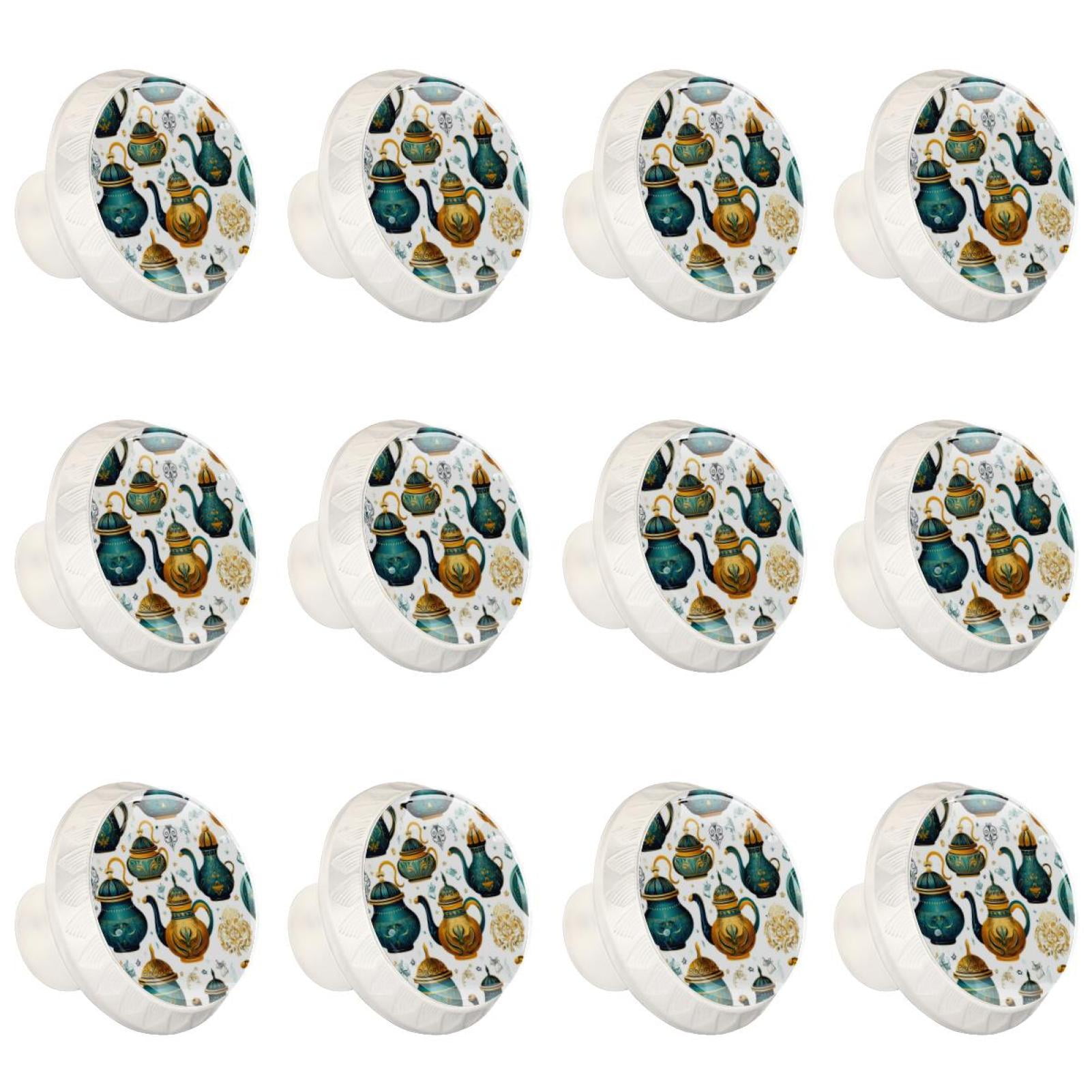 Arabian Tea Kettle 12 Pcs White Round Drawer Pulls with Screws,ABS and ...