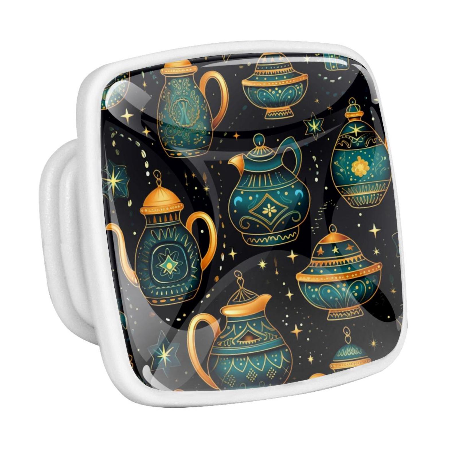 Arabian Tea Kettle Fluorescent Drawer Pulls with Screws Square 4-Pack ...