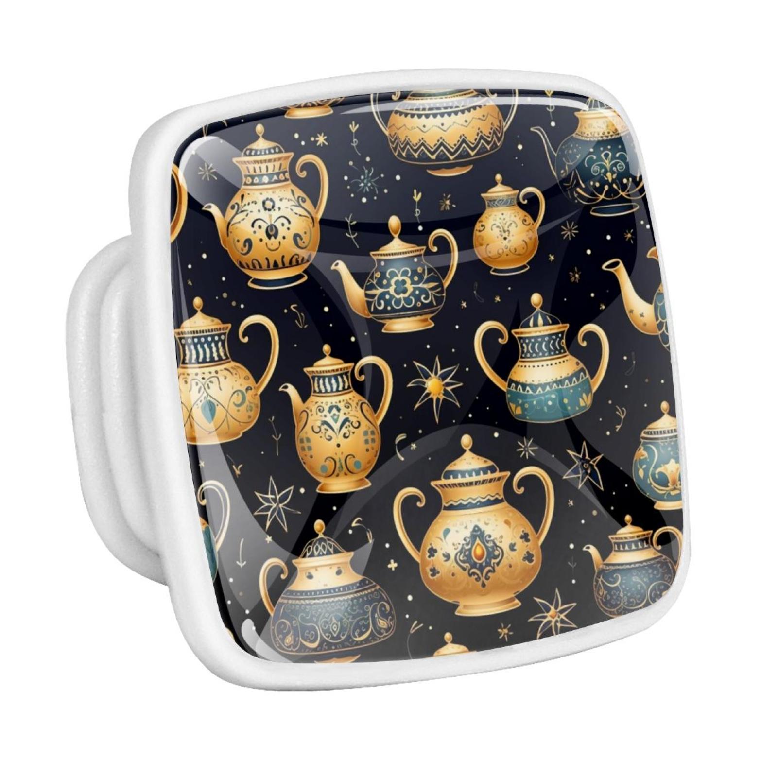 Arabian Tea Kettle Fluorescent Drawer Pulls with Screws Square 4-Pack ...