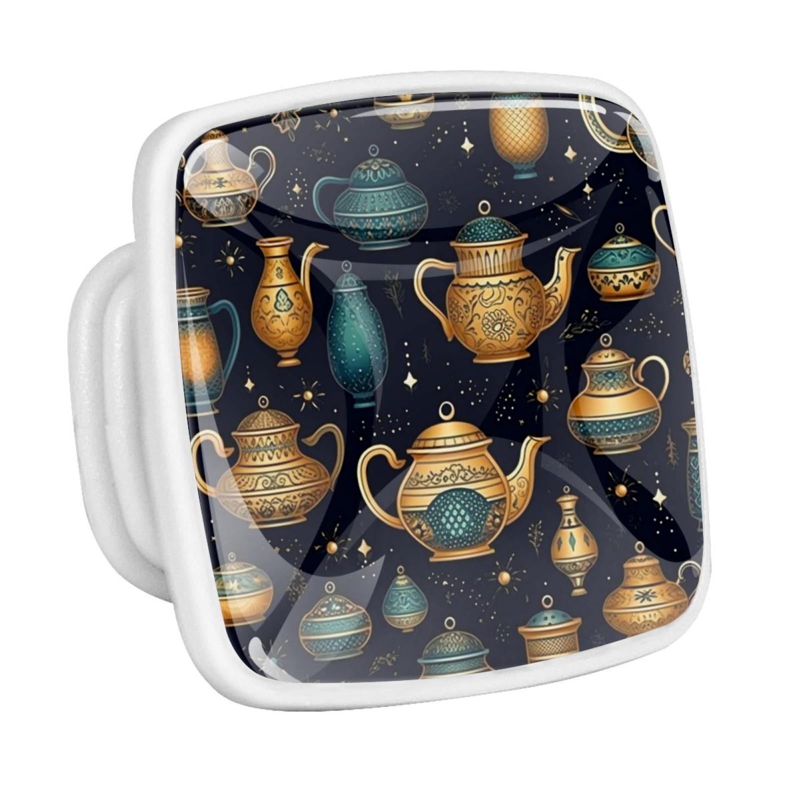 Arabian Tea Kettle Fluorescent Drawer Pulls with Screws Square 4-Pack ...