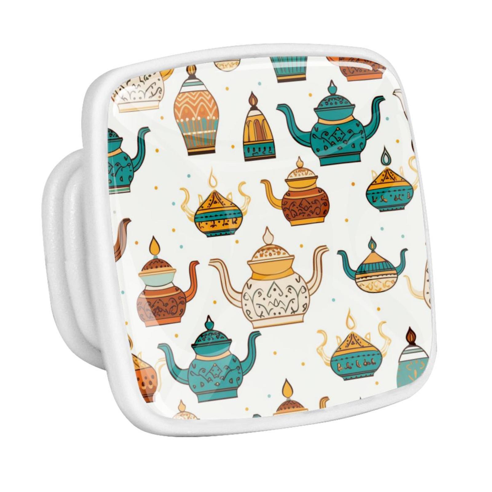 Arabian Tea Kettle Fluorescent Drawer Pulls with Screws Square 4-Pack ...