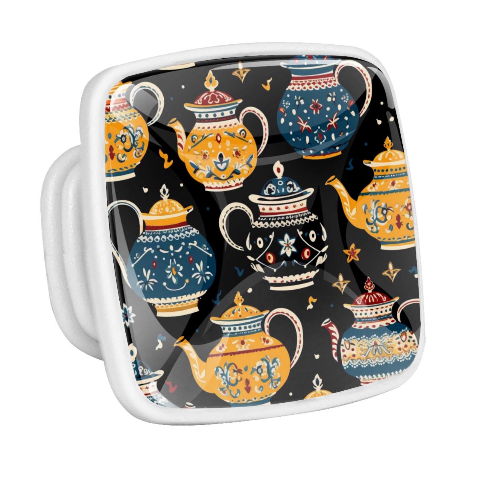 Arabian Tea Kettle Fluorescent Drawer Pulls with Screws Square 4-Pack ...