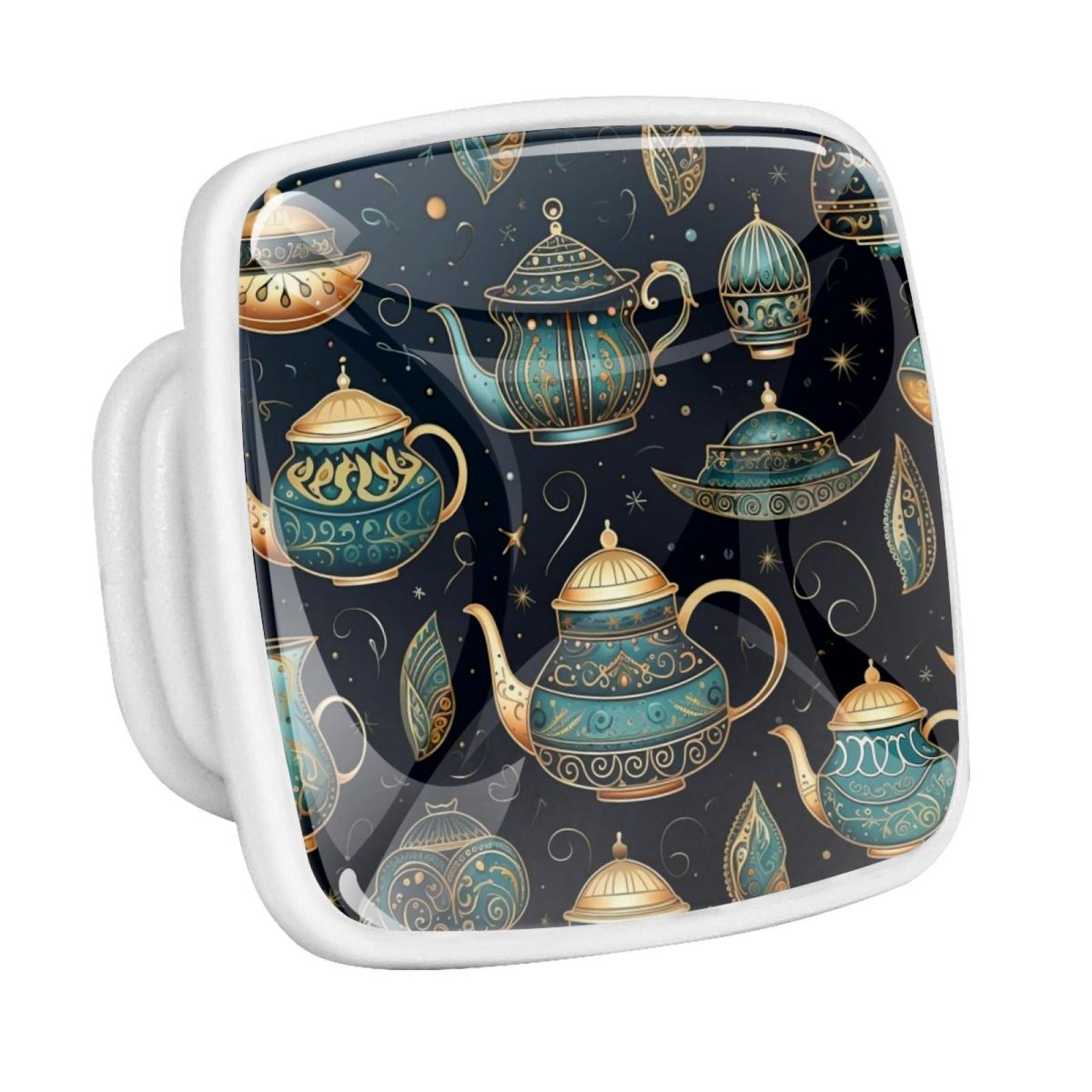 Arabian Tea Kettle Fluorescent Drawer Pulls with Screws Square 4-Pack ...
