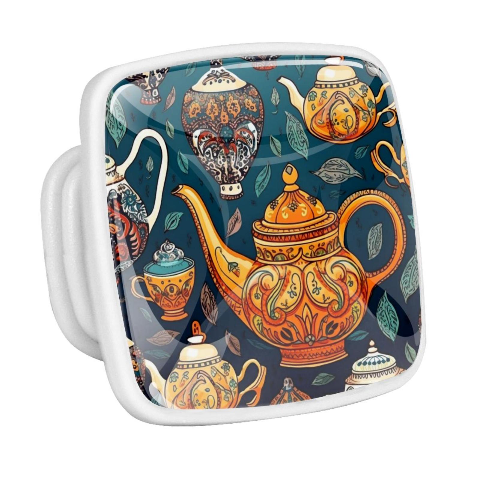Arabian Tea Kettle Fluorescent Drawer Pulls with Screws Square 4-Pack ...
