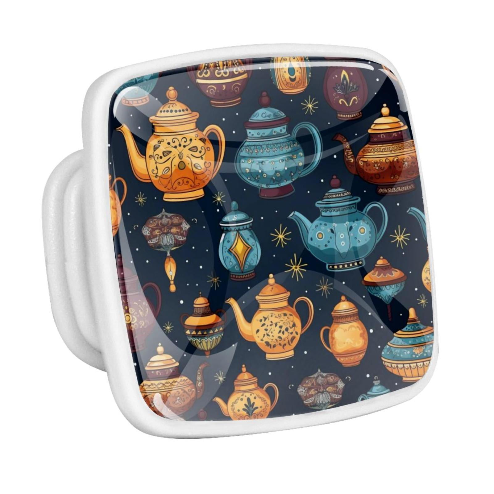 Arabian Tea Kettle Fluorescent Drawer Pulls with Screws Square 4-Pack ...
