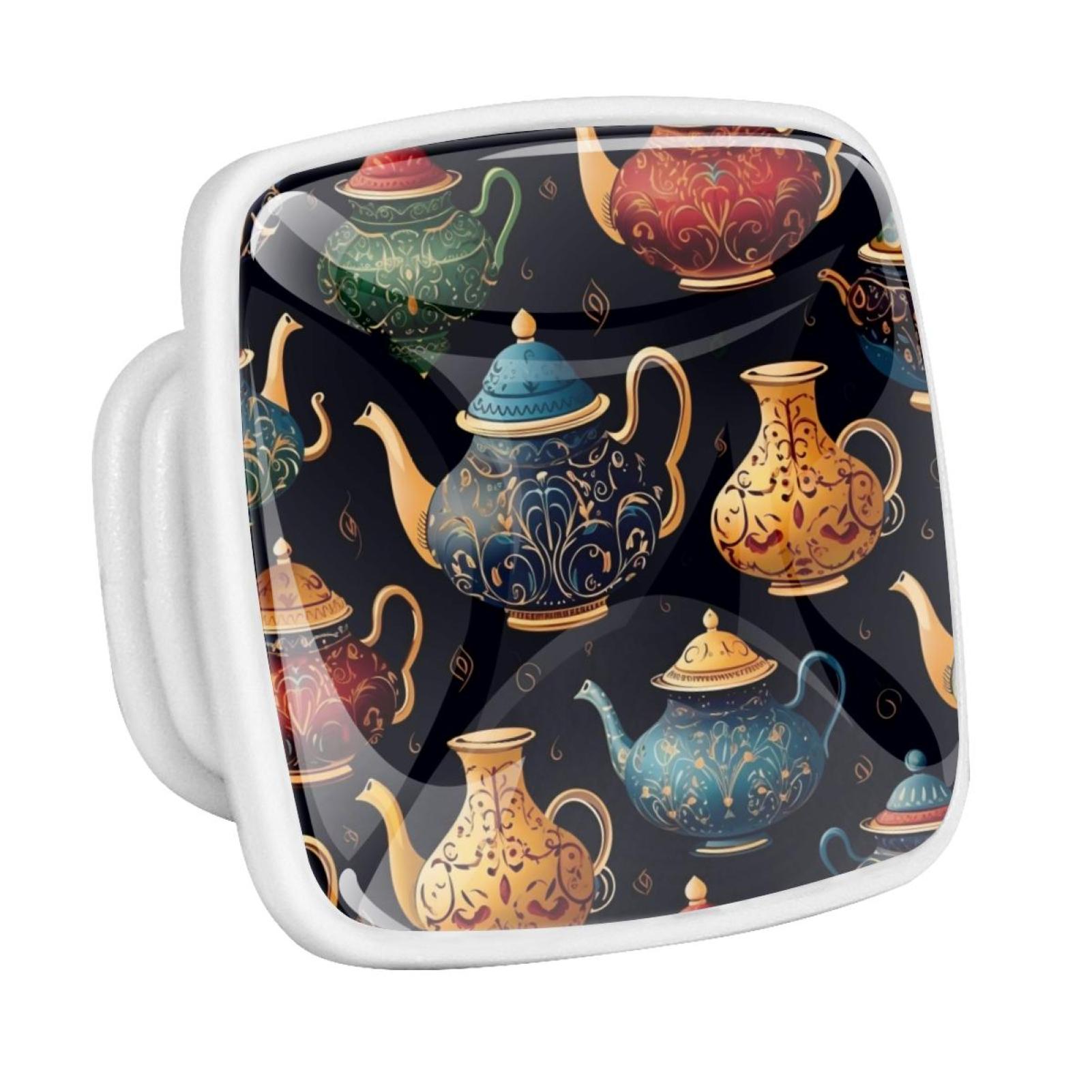 Arabian Tea Kettle Fluorescent Drawer Pulls with Screws Square 4-Pack ...
