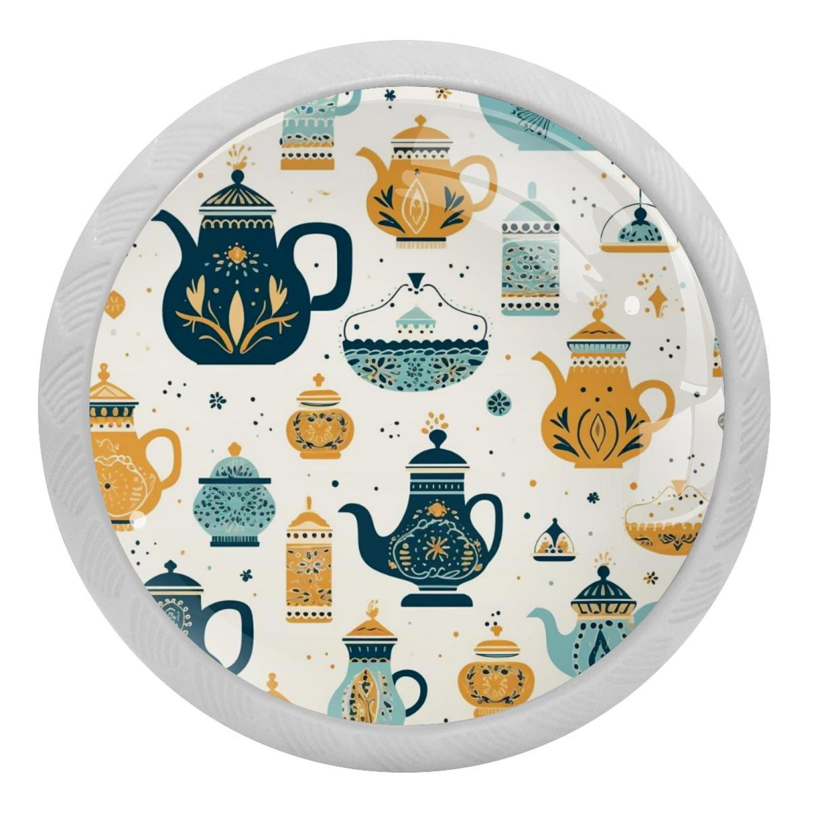 Arabian Tea Kettle Pattern 4PCS Cabinet Knobs Pulls Fluorescent Drawer ...