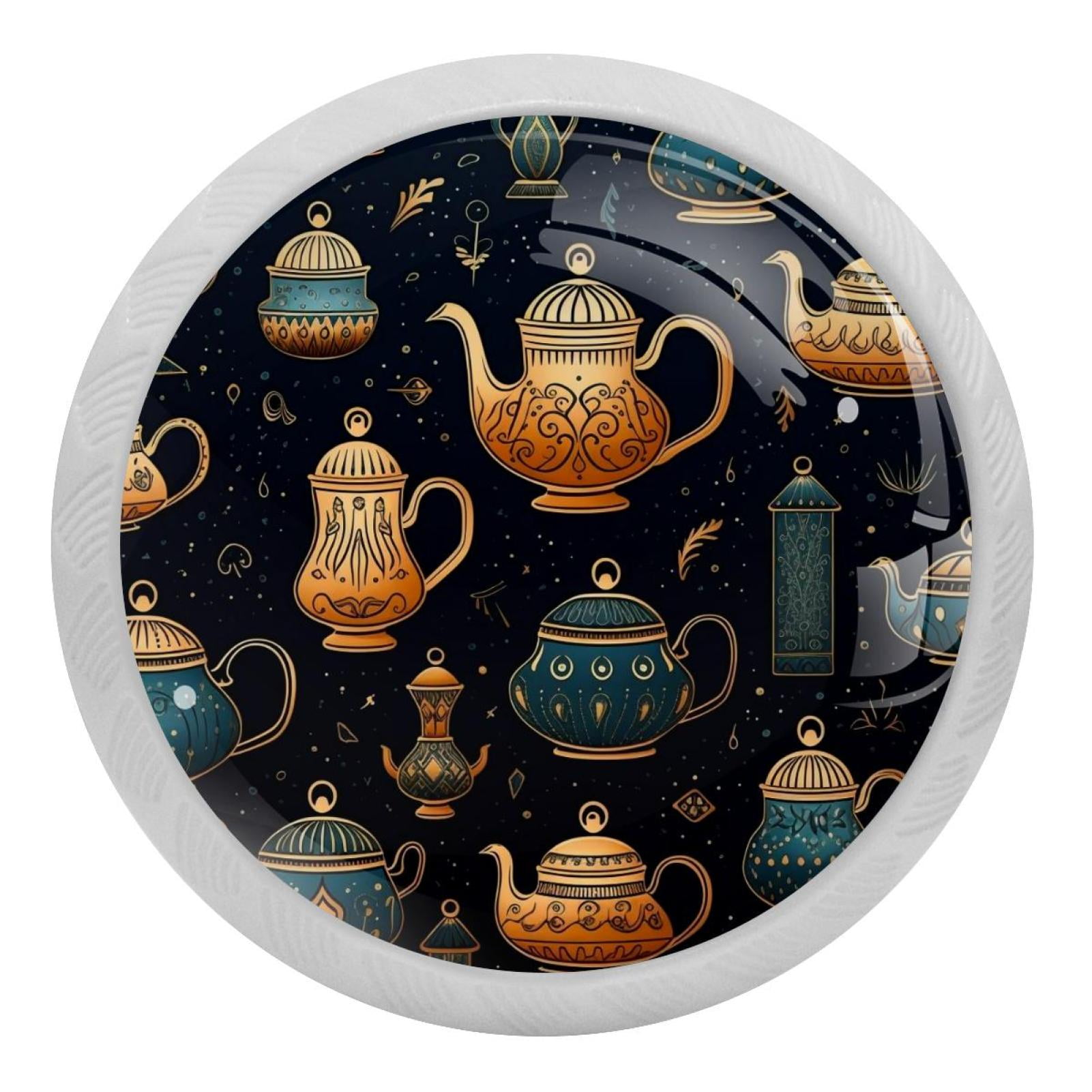 Arabian Tea Kettle Pattern 4PCS Cabinet Knobs Pulls Fluorescent Drawer ...