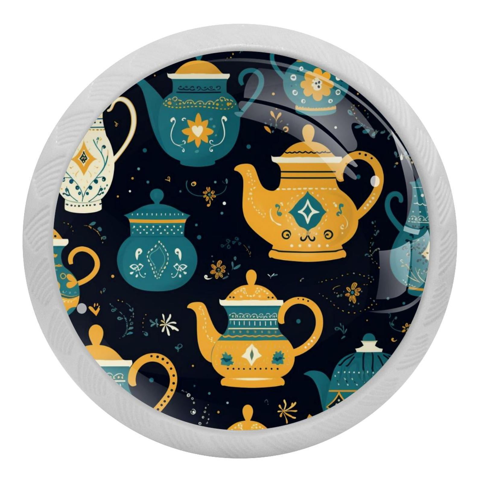 Arabian Tea Kettle Pattern 4PCS Cabinet Knobs Pulls Fluorescent Drawer ...