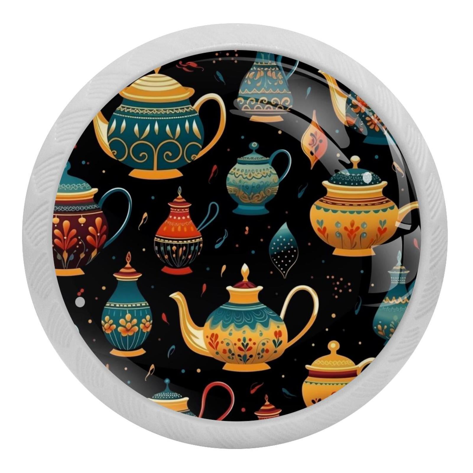 Arabian Tea Kettle Pattern 4PCS Cabinet Knobs Pulls Fluorescent Drawer ...