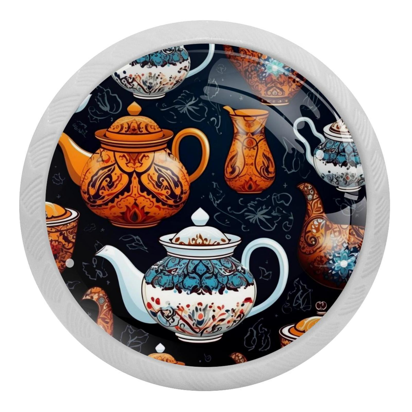 Arabian Tea Kettle Pattern 4PCS Cabinet Knobs Pulls Fluorescent Drawer ...