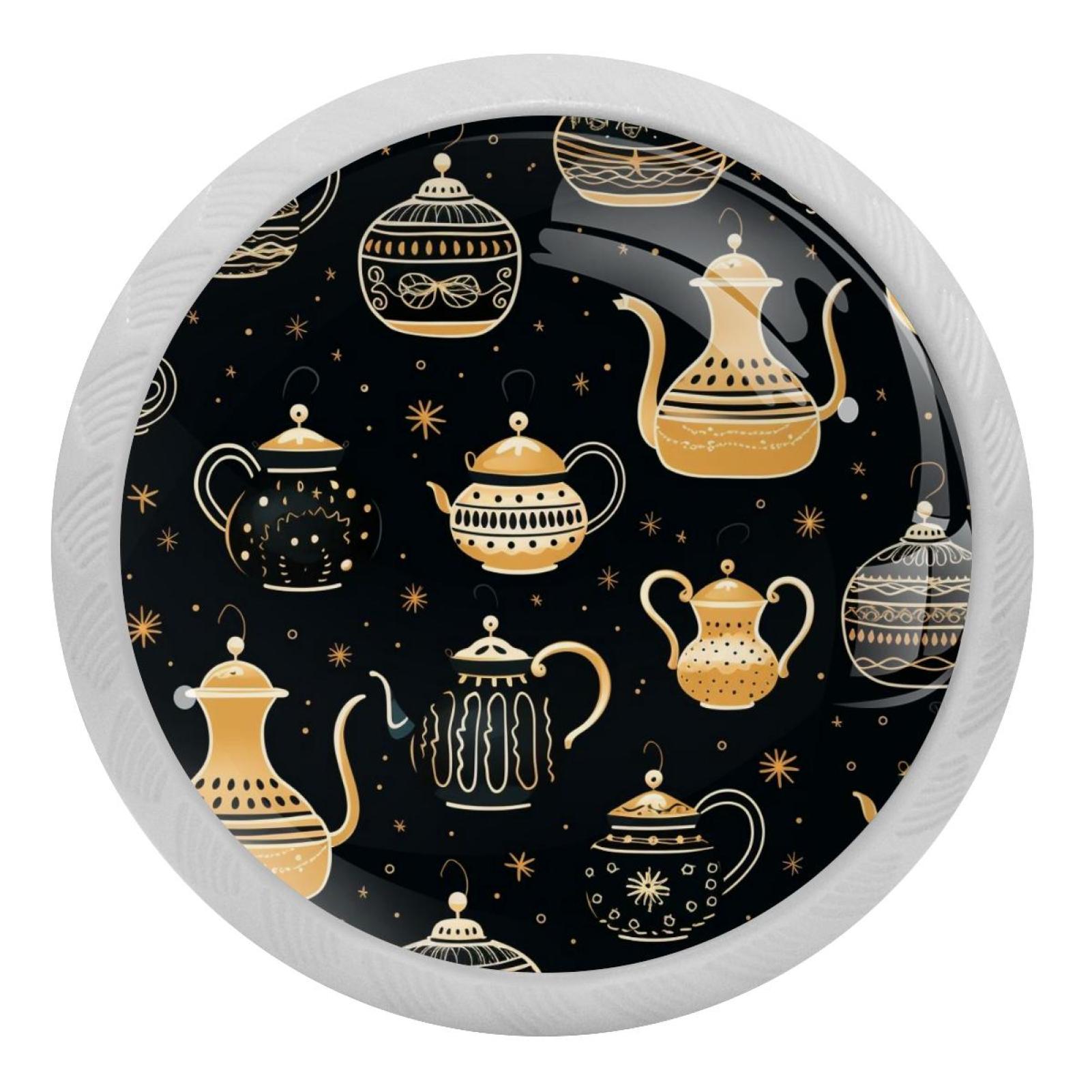Arabian Tea Kettle Pattern 4PCS Cabinet Knobs Pulls Fluorescent Drawer ...