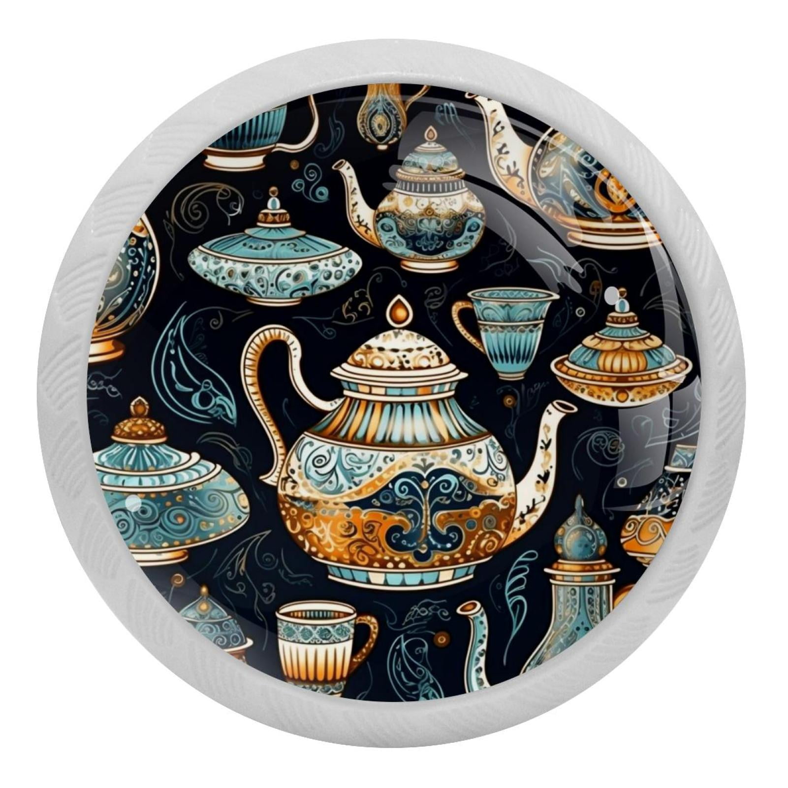 Arabian Tea Kettle Pattern 4PCS Cabinet Knobs Pulls Fluorescent Drawer ...