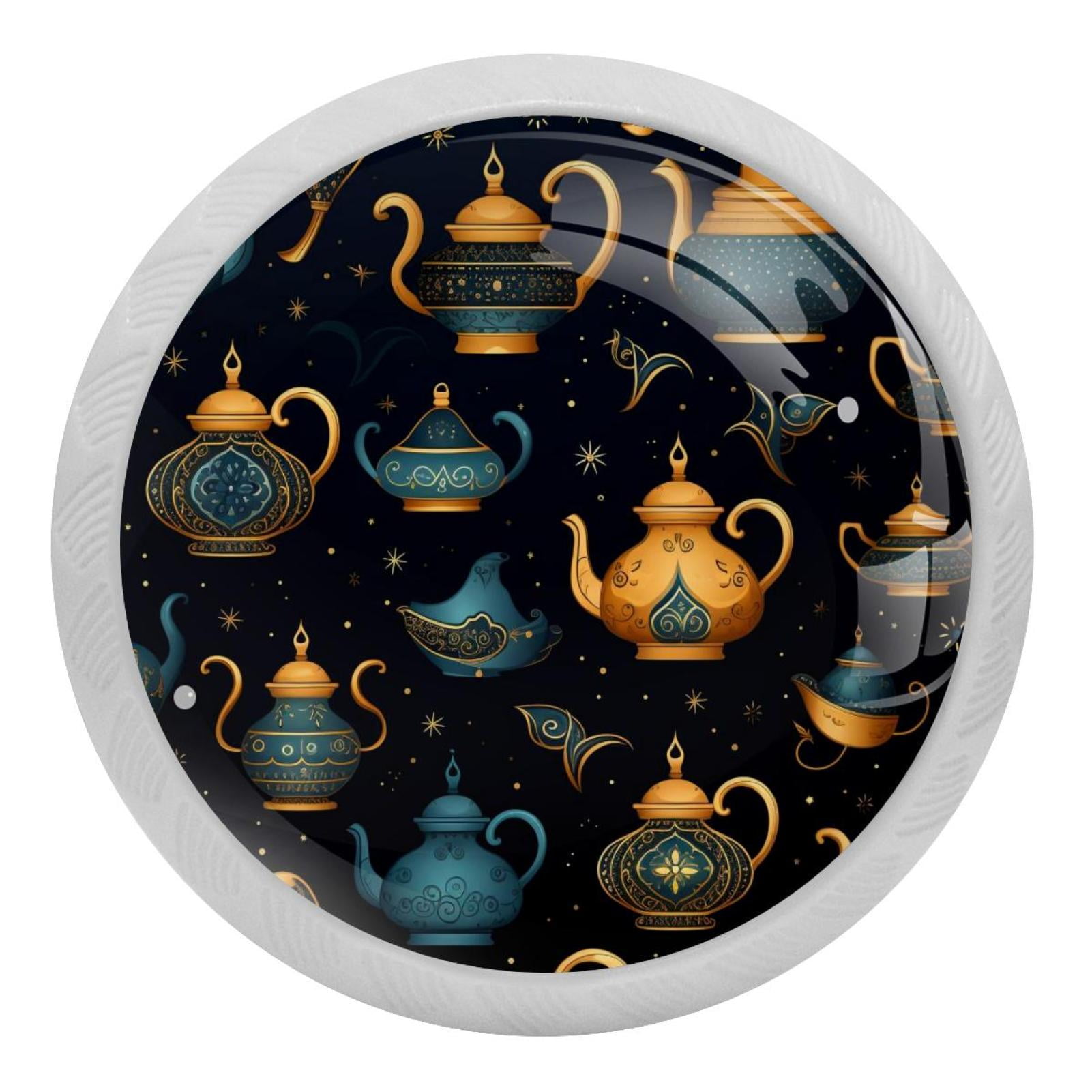 Arabian Tea Kettle Pattern 4PCS Cabinet Knobs Pulls Fluorescent Drawer ...
