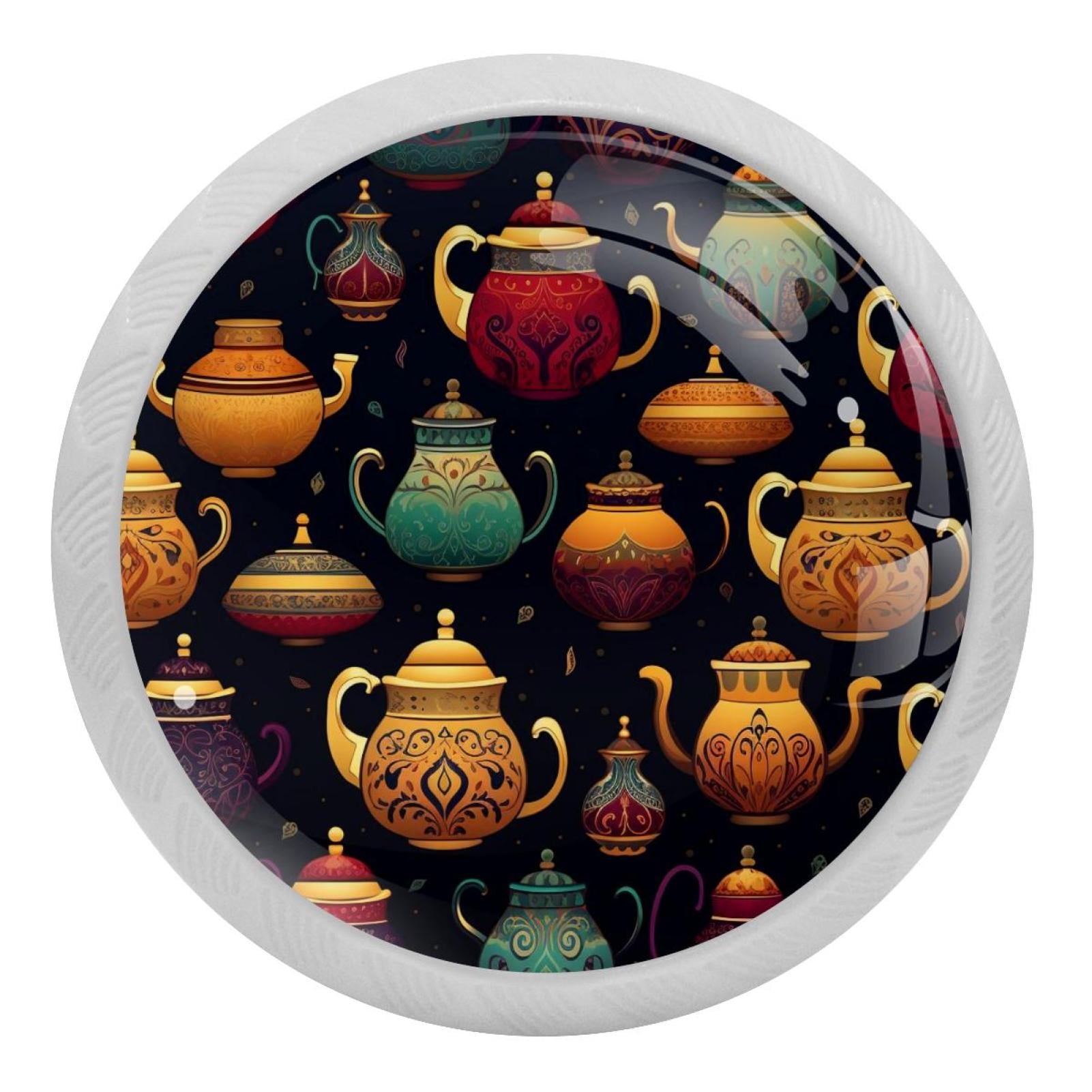 Arabian Tea Kettle Pattern 4PCS Cabinet Knobs Pulls Fluorescent Drawer ...
