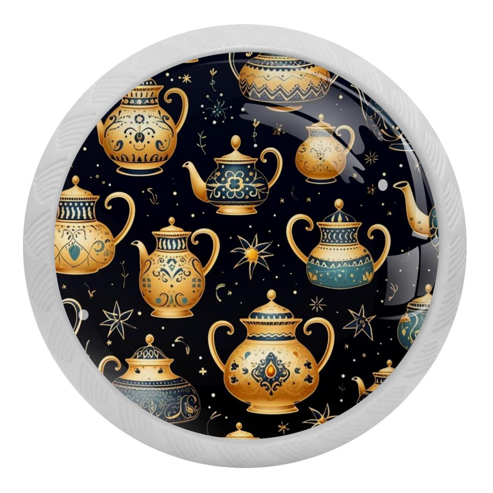 Arabian Tea Kettle Pattern 4PCS Cabinet Knobs Pulls Fluorescent Drawer ...