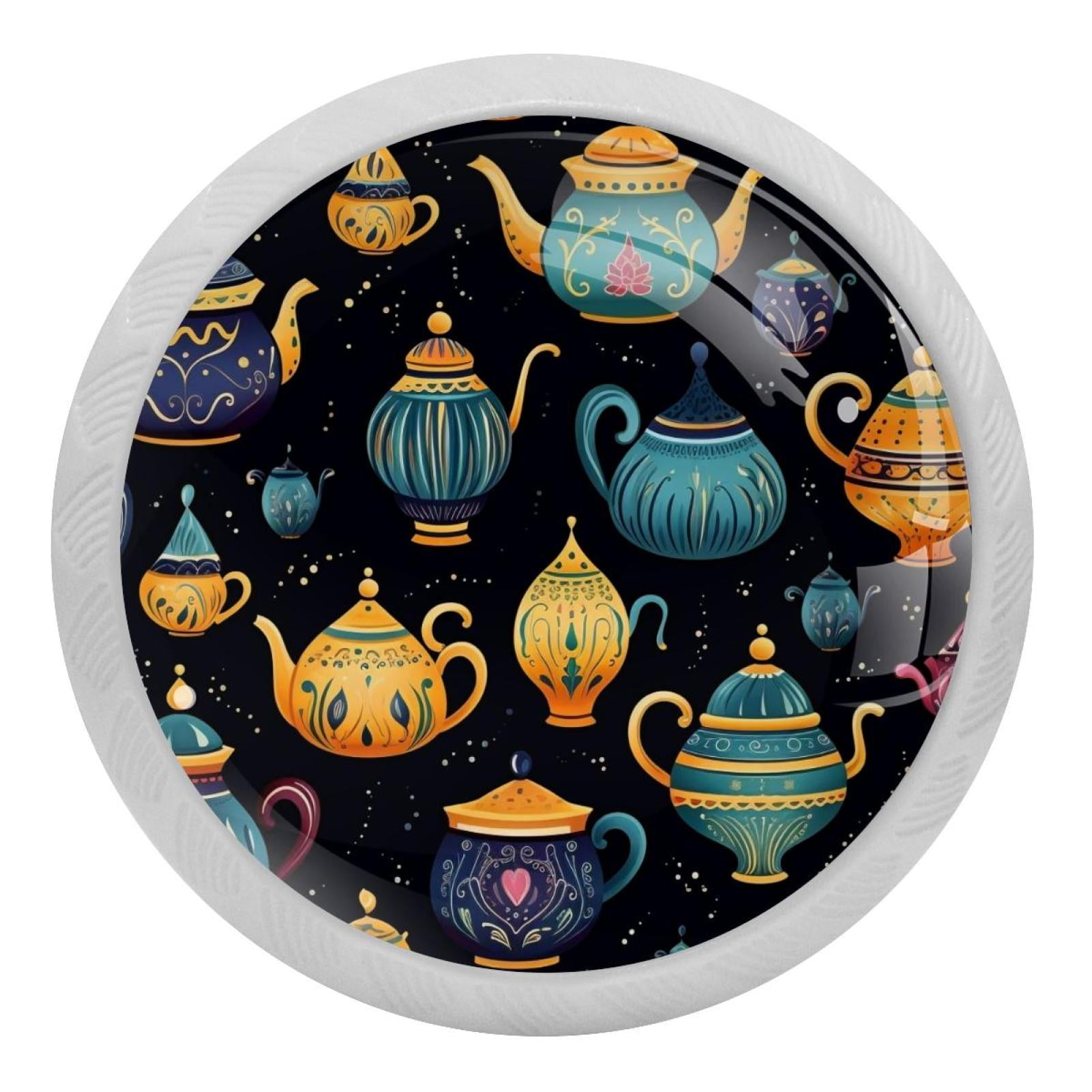 Arabian Tea Kettle Pattern 4PCS Cabinet Knobs Pulls Fluorescent Drawer ...