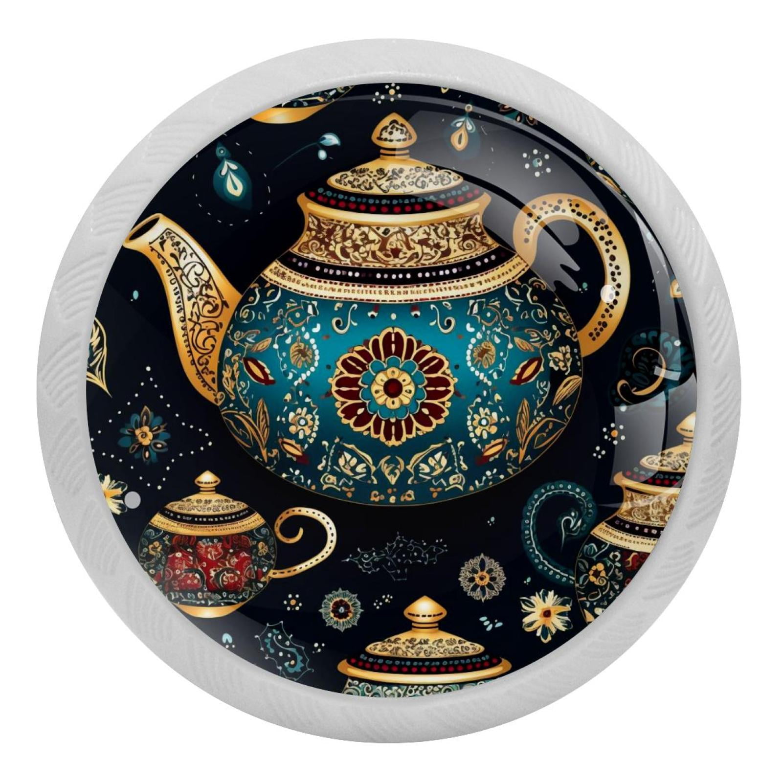 Arabian Tea Kettle Pattern 4PCS Cabinet Knobs Pulls Fluorescent Drawer ...