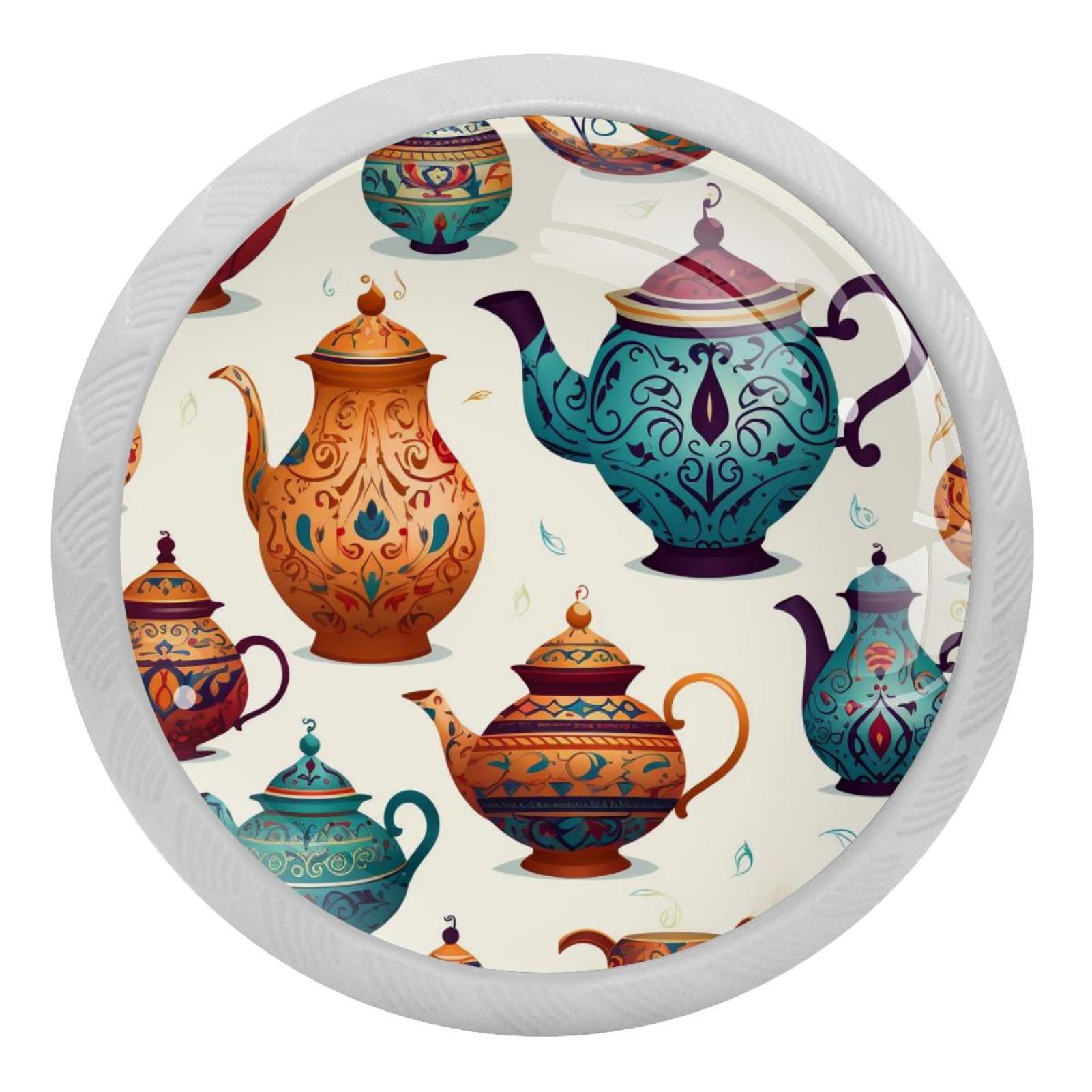 Arabian Tea Kettle Pattern 4PCS Cabinet Knobs Pulls Fluorescent Drawer ...