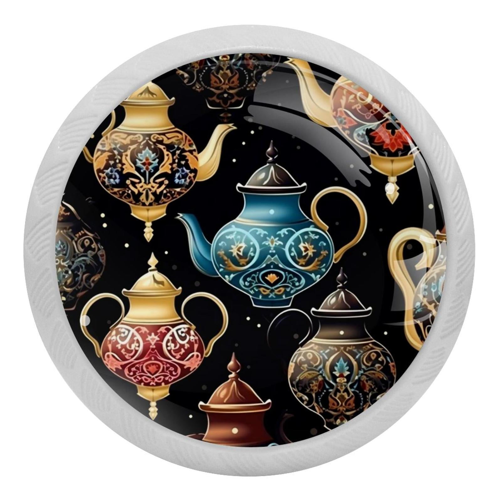 Arabian Tea Kettle Pattern 4PCS Cabinet Knobs Pulls Fluorescent Drawer ...