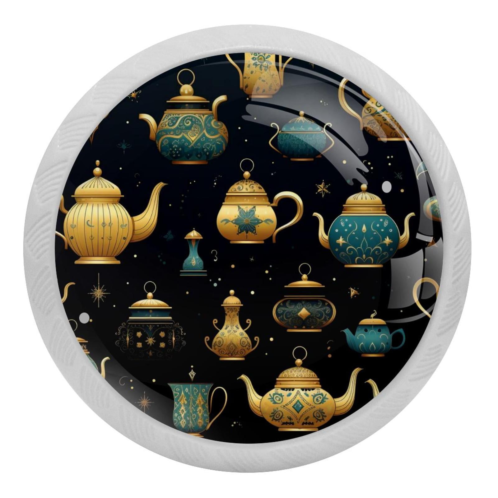 Arabian Tea Kettle Pattern 4PCS Cabinet Knobs Pulls Fluorescent Drawer ...